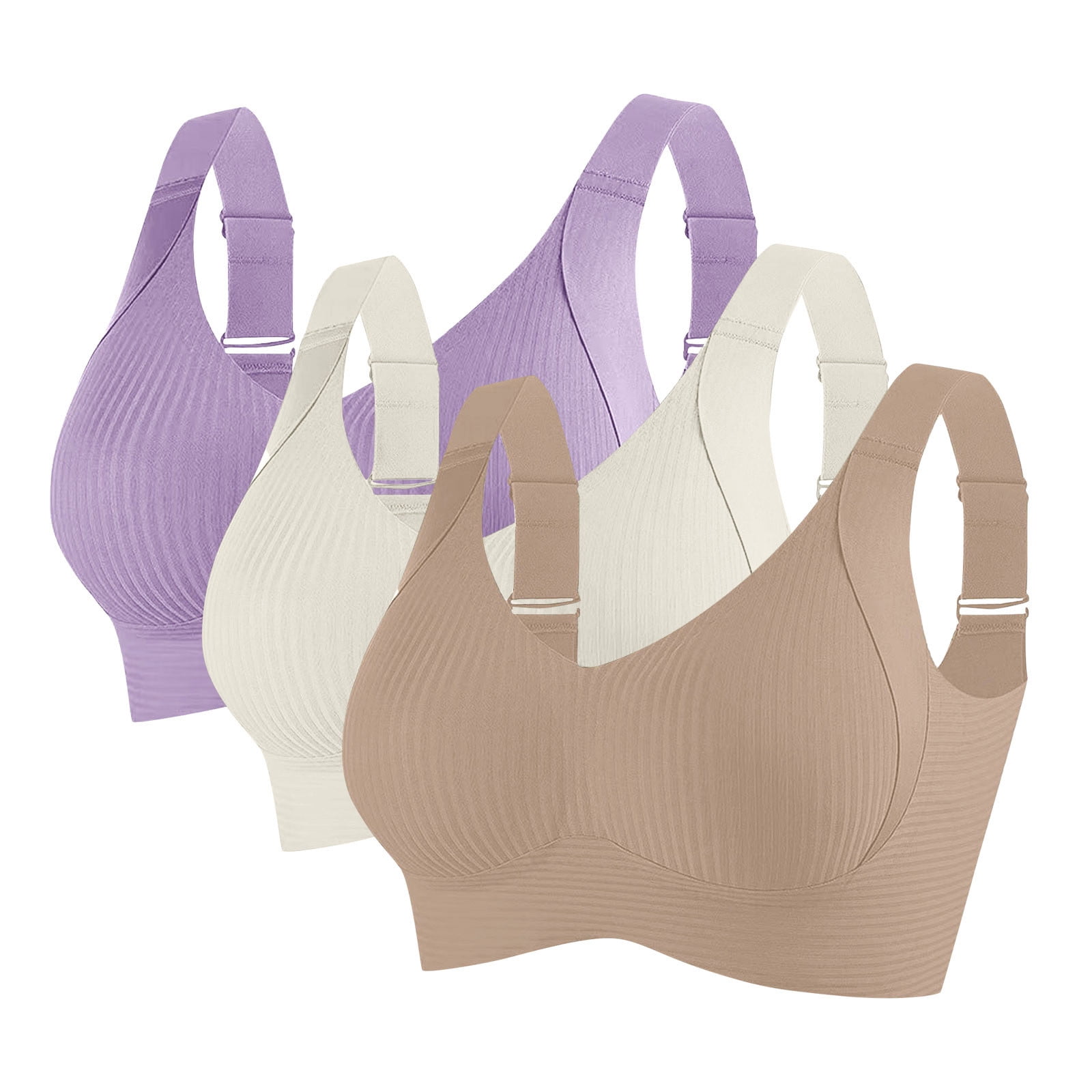 cocolona 3 Pack Sports Bras Womens Soft Ligh Seamless Wireless Bras ...
