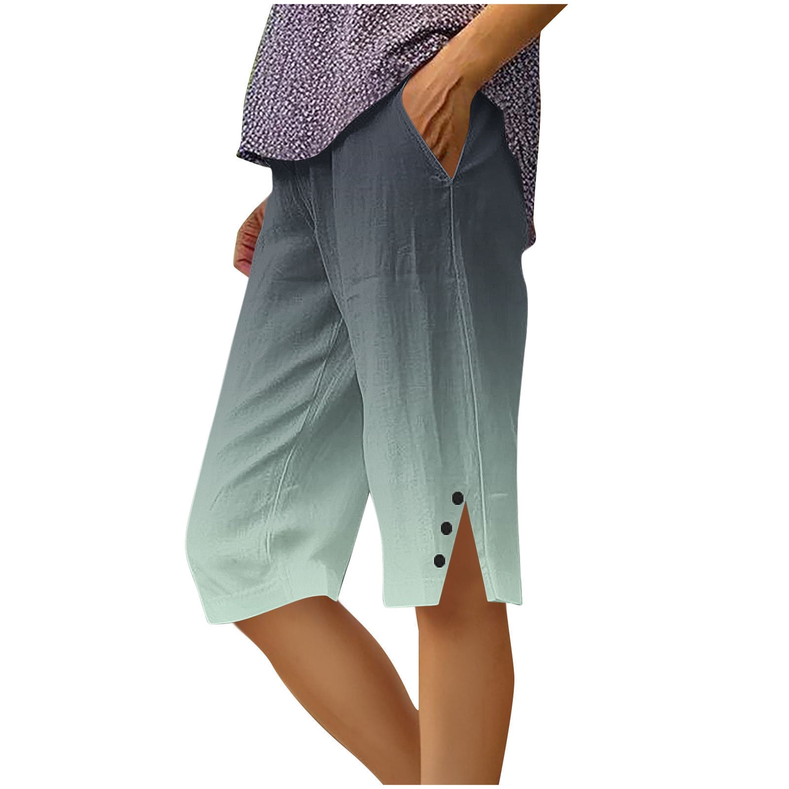 cocolona Capri Pants for Women Summer Vacation Beach Bermuda Shorts ...