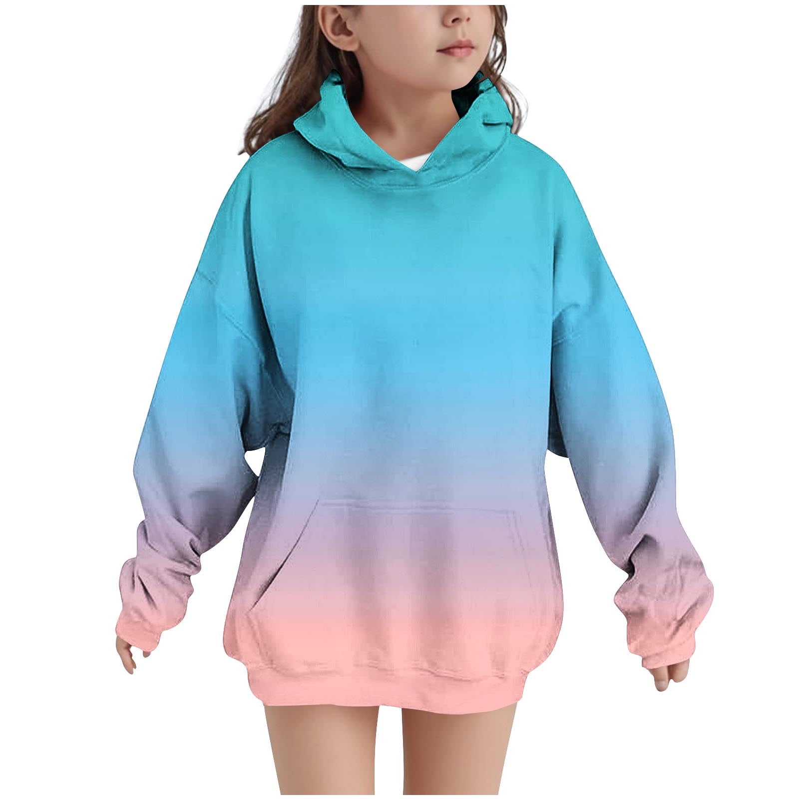 cocolona Gilrs Gradient Color Hoodie Long Sleeve Oversized Fleece Sweatshirts Fall Winter Casual ...