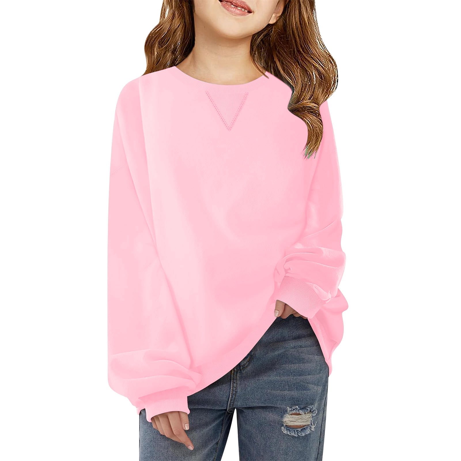 cocolona Girls Oversized Sweatshirts Fall Casual Solid color Pullover ...