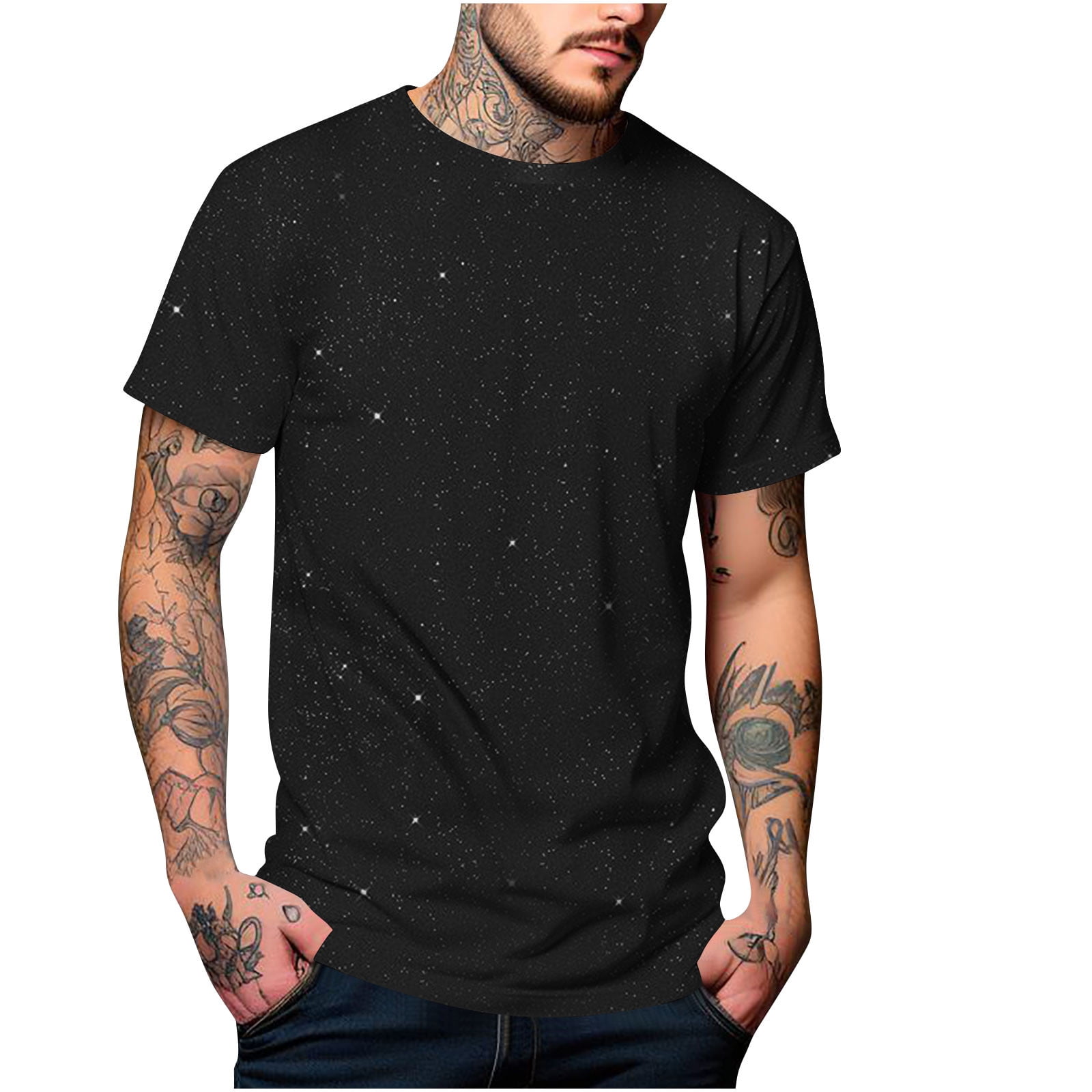 cocolona Men's Sumemr Shiny Solid Color T-shirts Crew Neck Short Sleeve ...