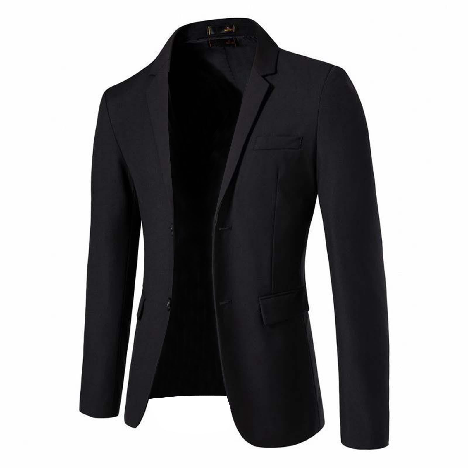 cocolona Mens Blazer Fashion Casual Solid Color Long Sleeve Lapel Suit ...