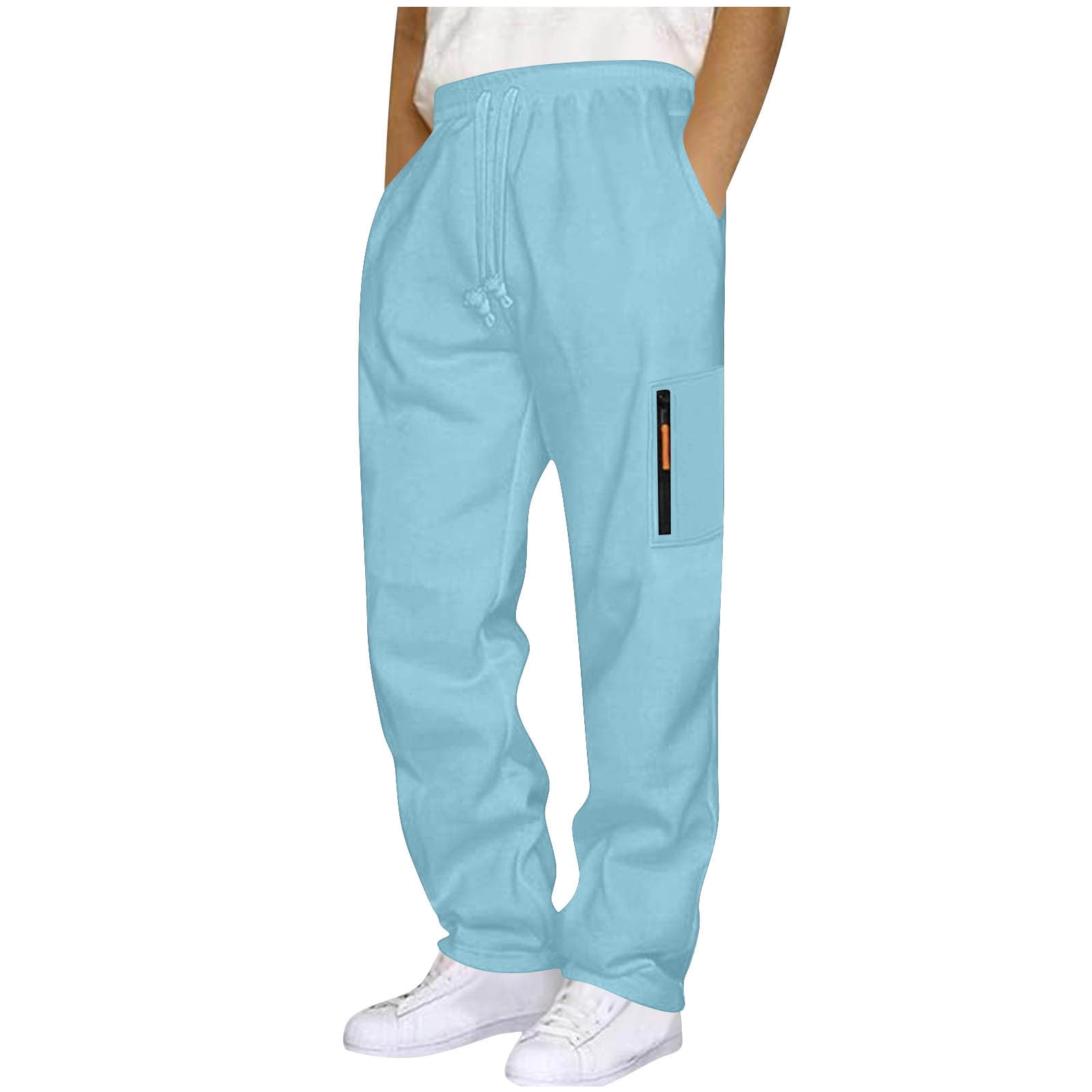cocolona Mens Fashion Solid Color Sweatpants Elastic Waist Drawstring ...
