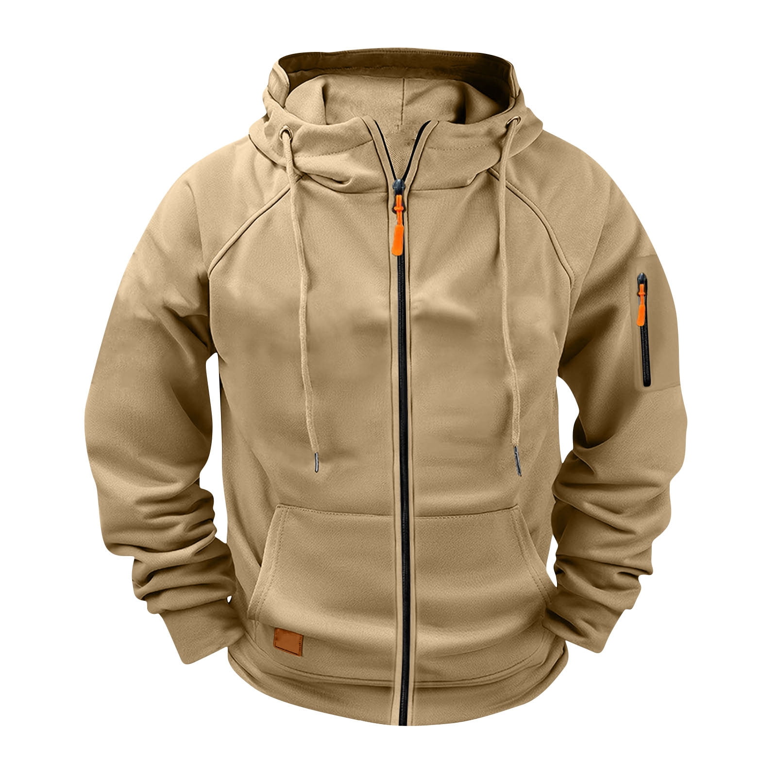 cocolona Mens Full Zip Hoodie Cargo Multiple Pockets Workout ...