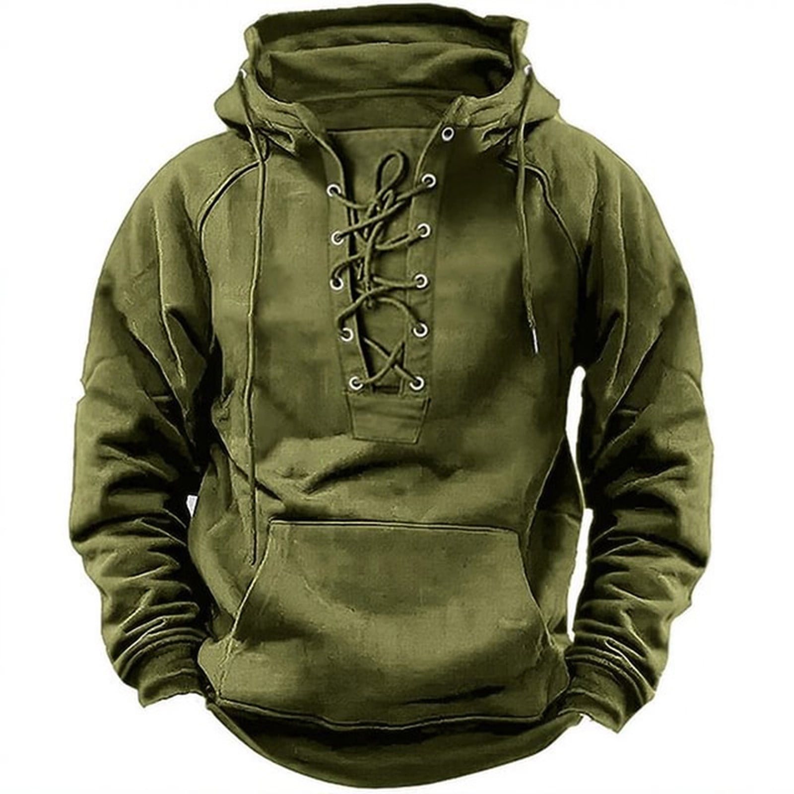 cocolona Mens Hoodies Fall Winter Casual Long Sleeve Lace Up Hooded ...