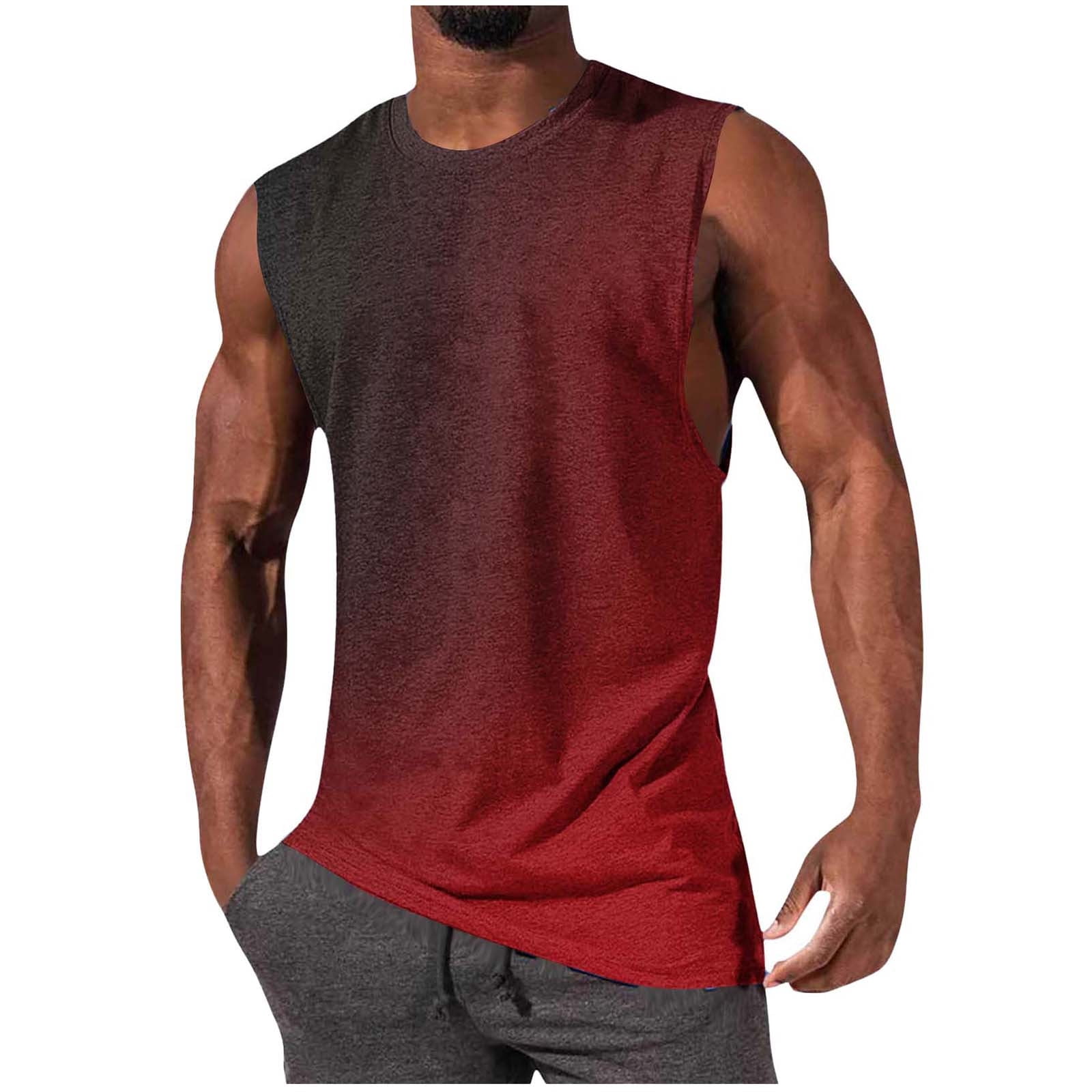 cocolona Mens Summer Tank Tops Crew Neck Sleeveless Gym Workout Muscle ...