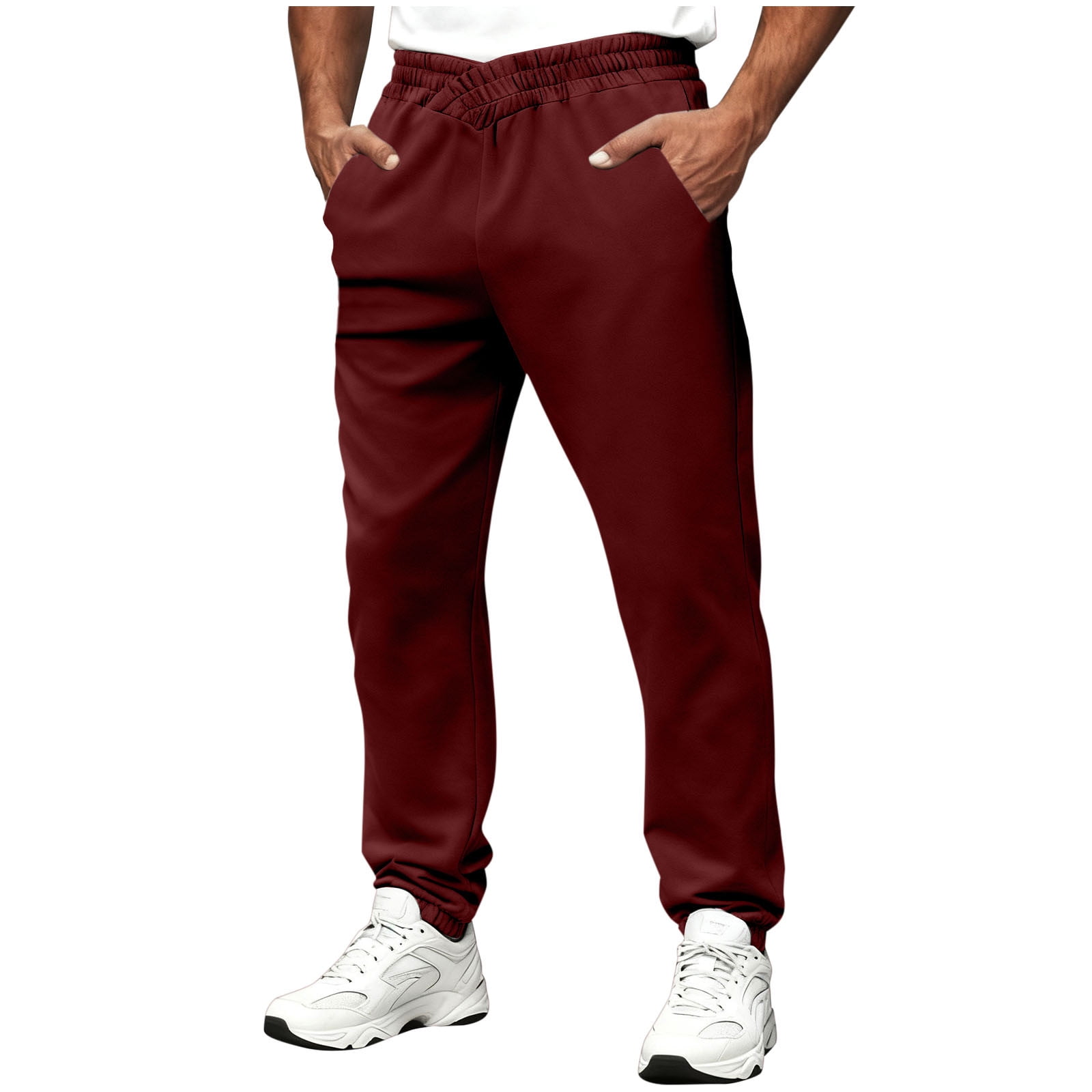 cocolona Mens Sweatpants Fashion Solid Color Joggers Running Workout ...