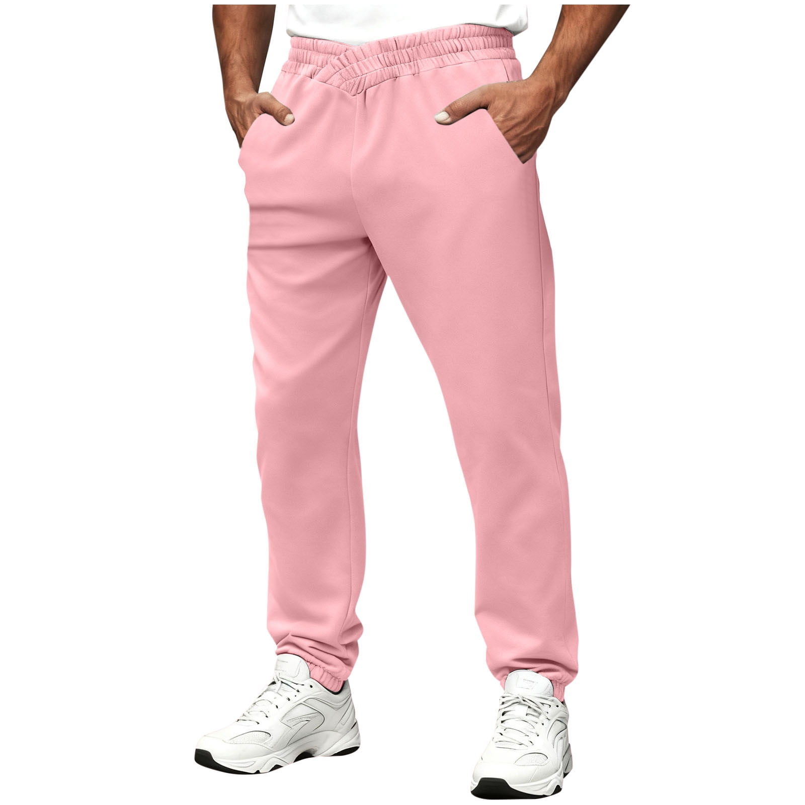 cocolona Mens Sweatpants Fashion Solid Color Joggers Running Workout ...