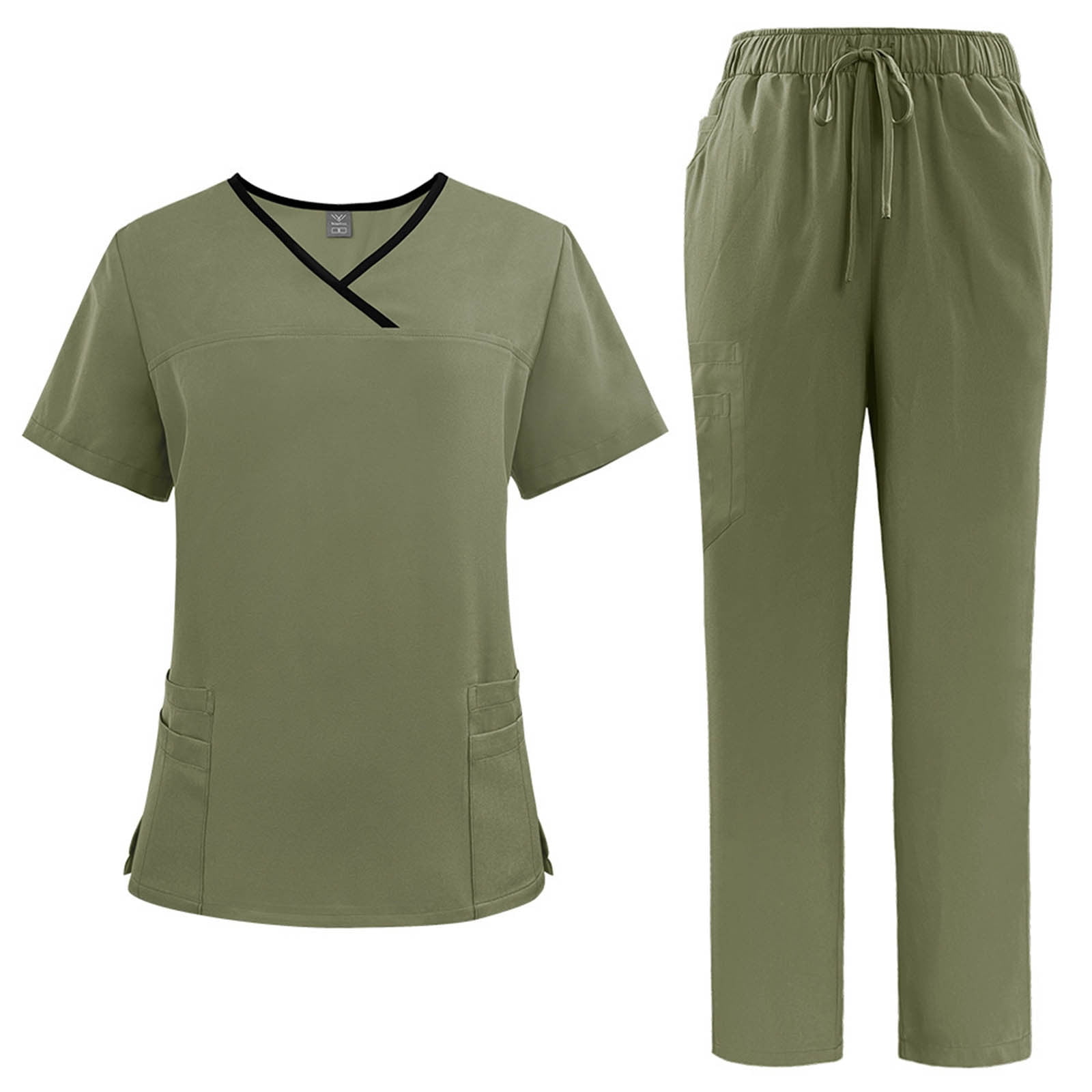 cocolona Scrubs for Women Set Short Sleeve V-Neck Scrubs Tops ...