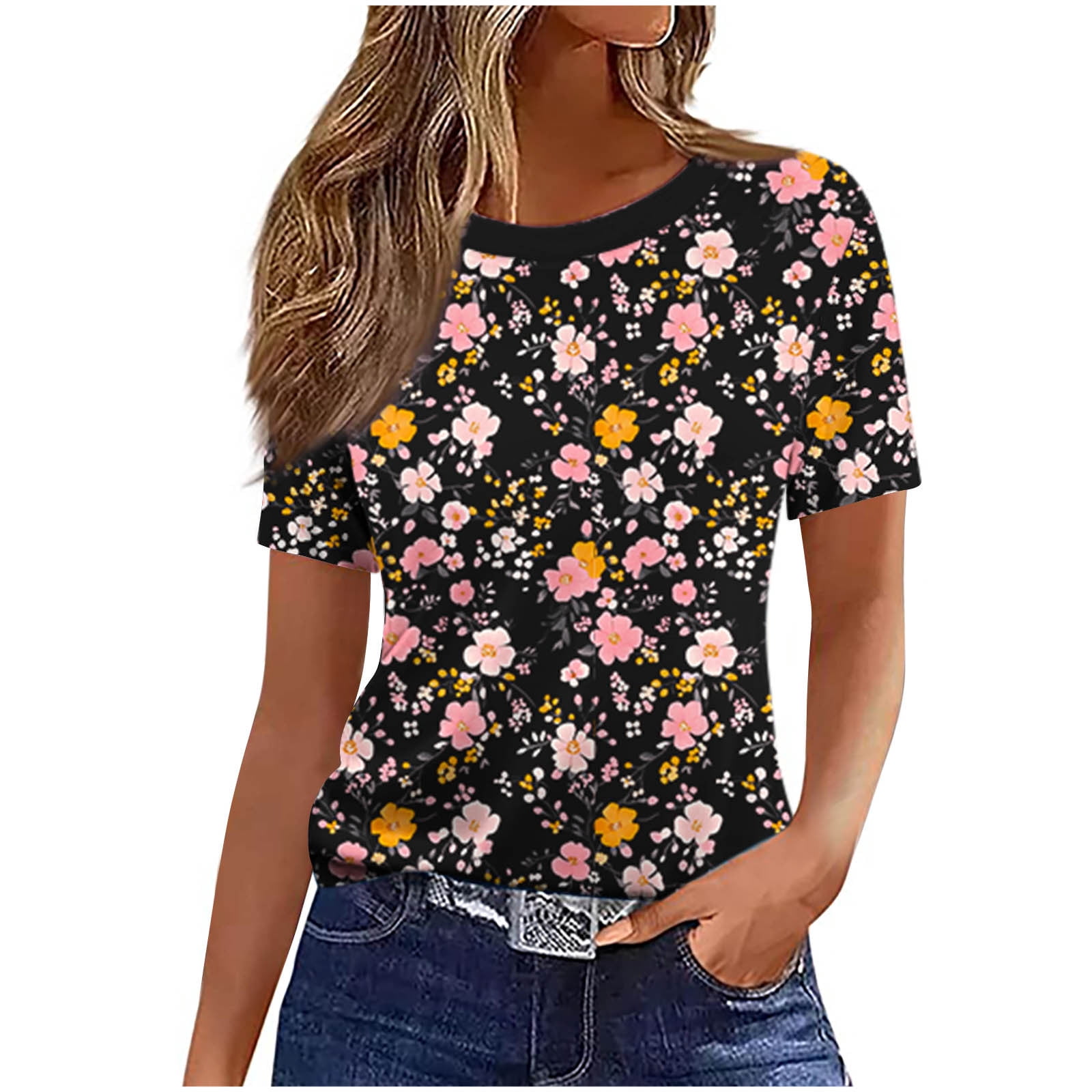 cocolona Summer Printed Shirts for Women Basic Pullover Tees Dressy ...