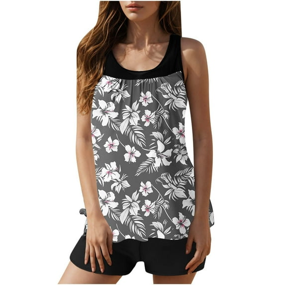 cocolona Tankini Swimsuits for Women Fashion Floral Print Two Piece ...
