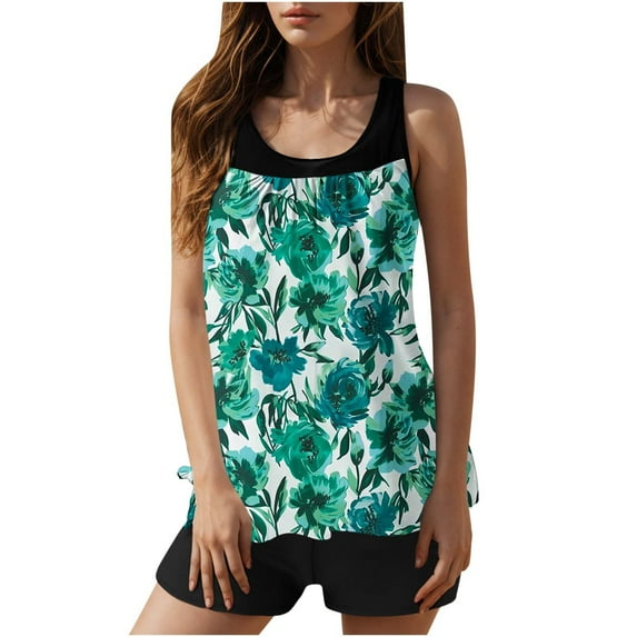 cocolona Tankini Swimsuits for Women Fashion Floral Print Two Piece ...