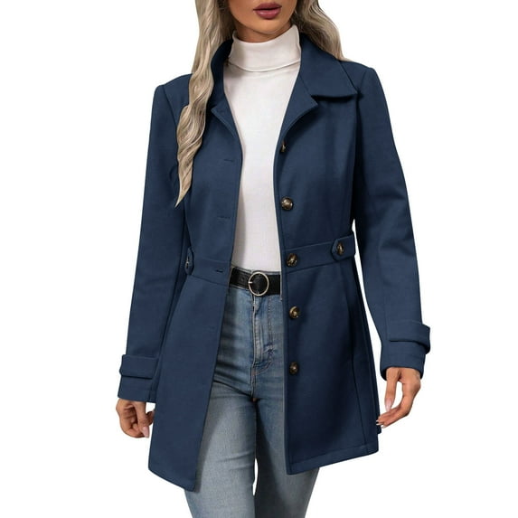 cocolona Winter Coats for Women Long Sleeve Lapel Trench Coat Mid Long ...