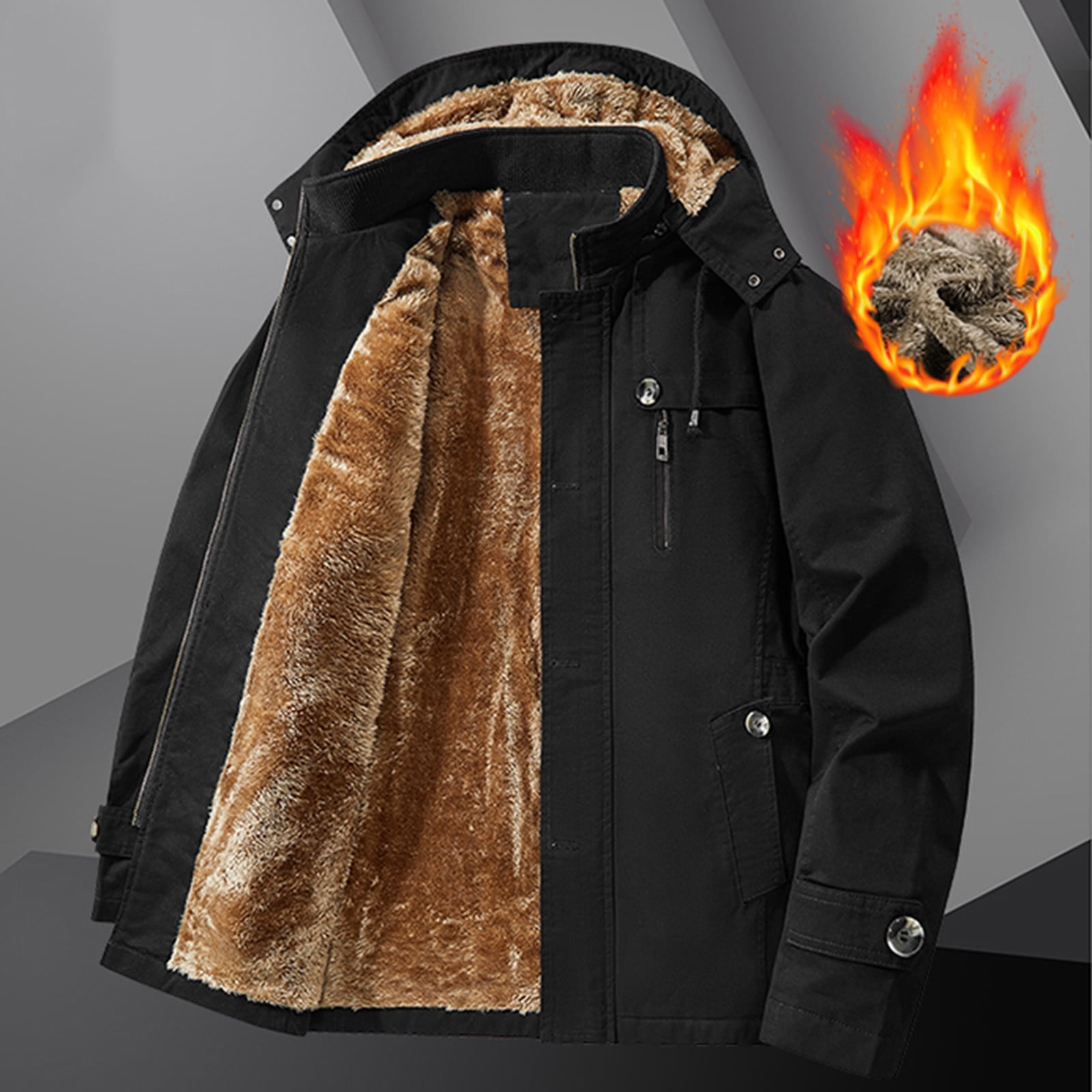cocolona Winter Jacket for Men Fashion Casual Warm Fleece Lined Jacket ...