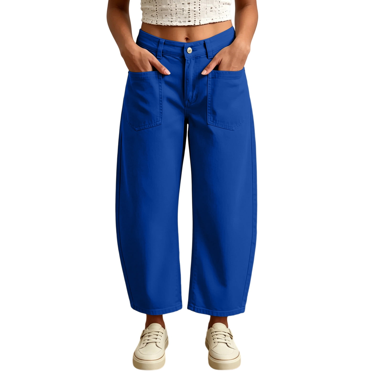 cocolona Womens Casual Solid Color Lounge Pants Elastic Waist Straight ...