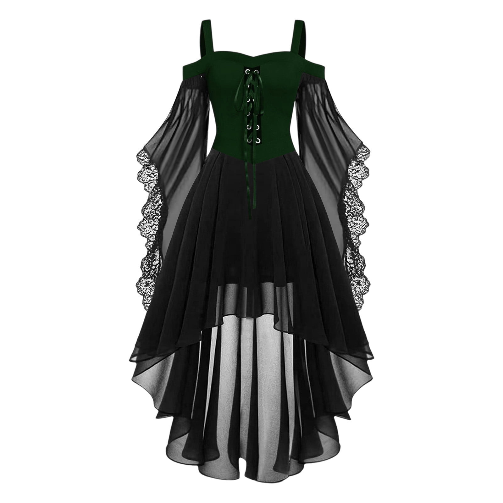 cocolona Womens Corset Dress Halloween Gothic Mesh Lace Patchwork Cold ...