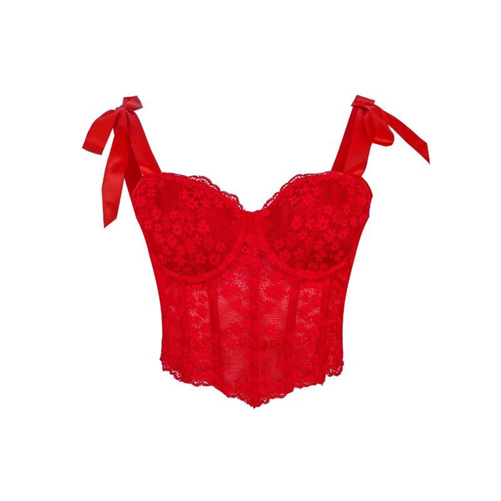 cocolona Womens Corset Tops Lace Strap Fishbone Underwire Push Up ...