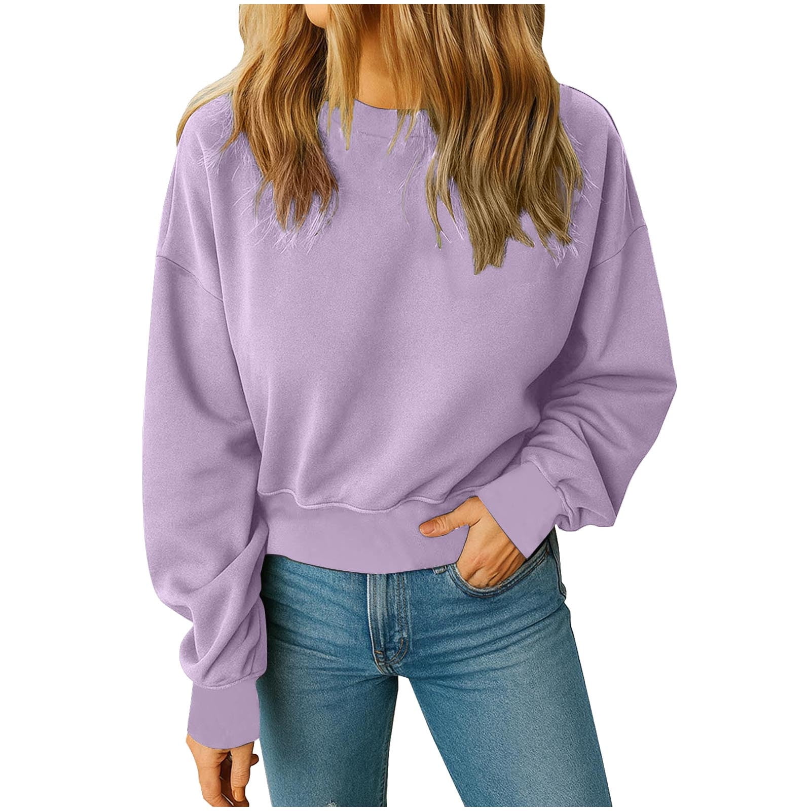cocolona Womens Cropped Sweatshirts Fall Winter Long Sleeve Crewneck ...