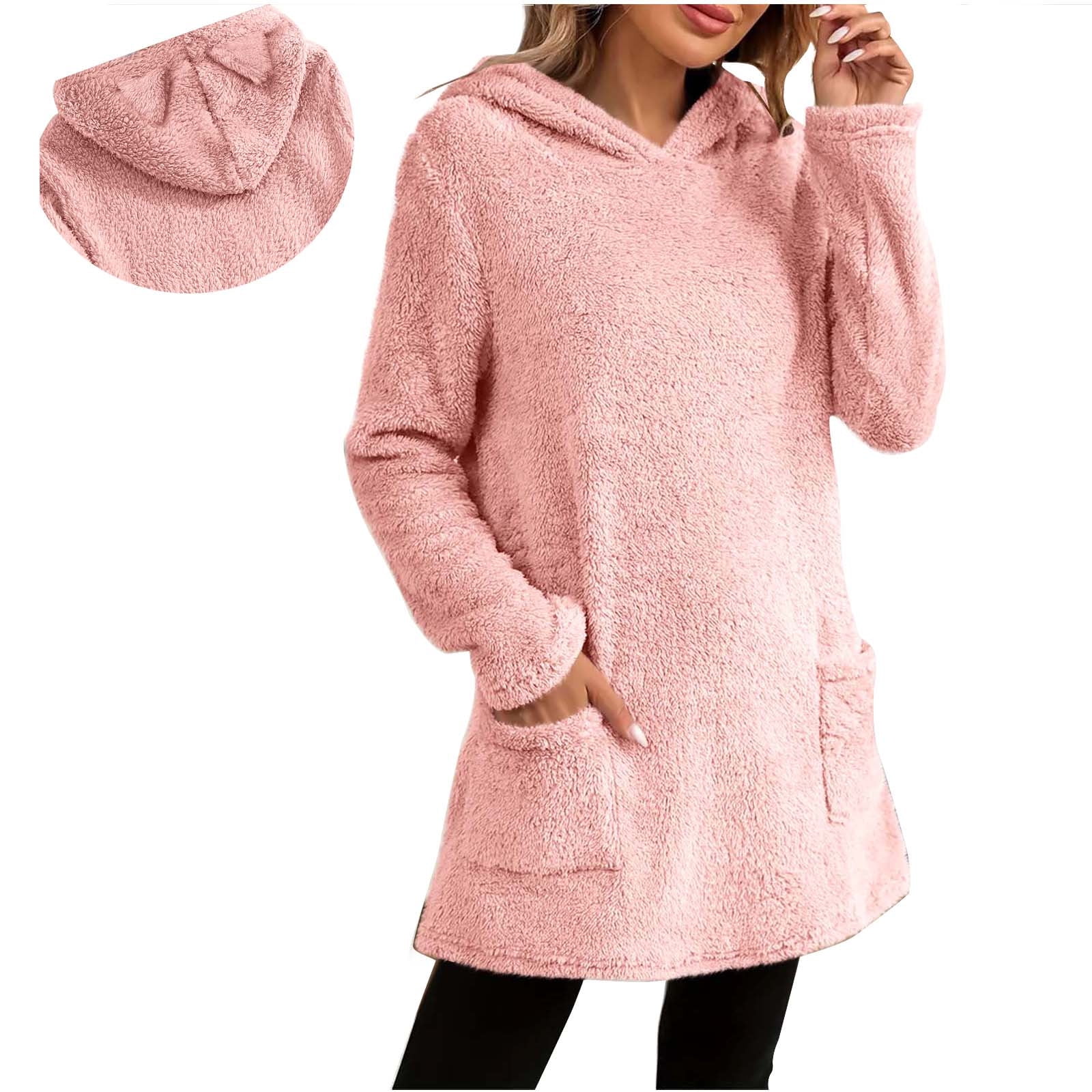 cocolona Womens Fuzzy Hoodies Fall Winter Long Sleeve Oversized Sweatshirts Fleece Warm Sweaters ...
