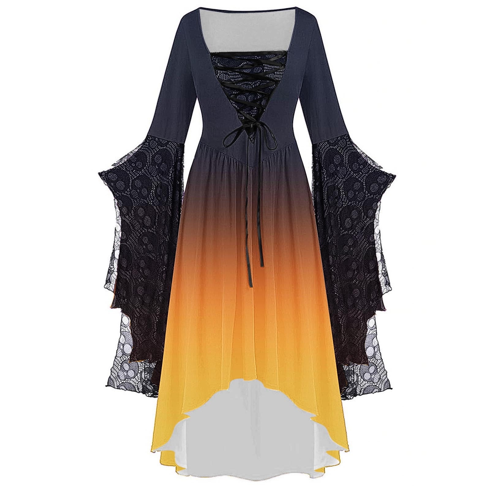 cocolona Womens Halloween Gradient Long Dress Medieval Renaissance ...