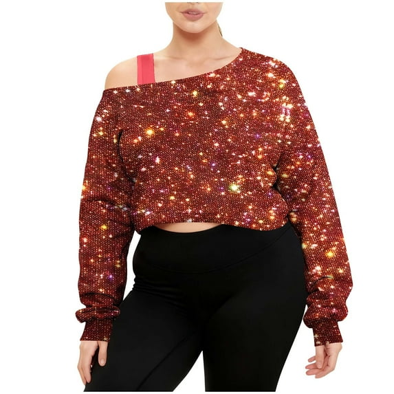 cocolona Womens Off The Shoulder Cropped Sweatshirt Fall Winter ...