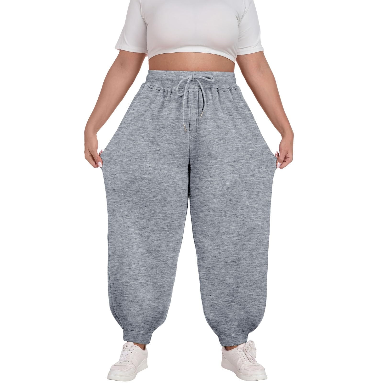 cocolona Womens Plus Size Sweatpants Elastic Waist Drawstring Baggy ...