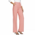 cocolona Womens Summer Casual High Waist Flare Dress Pants Elastic ...
