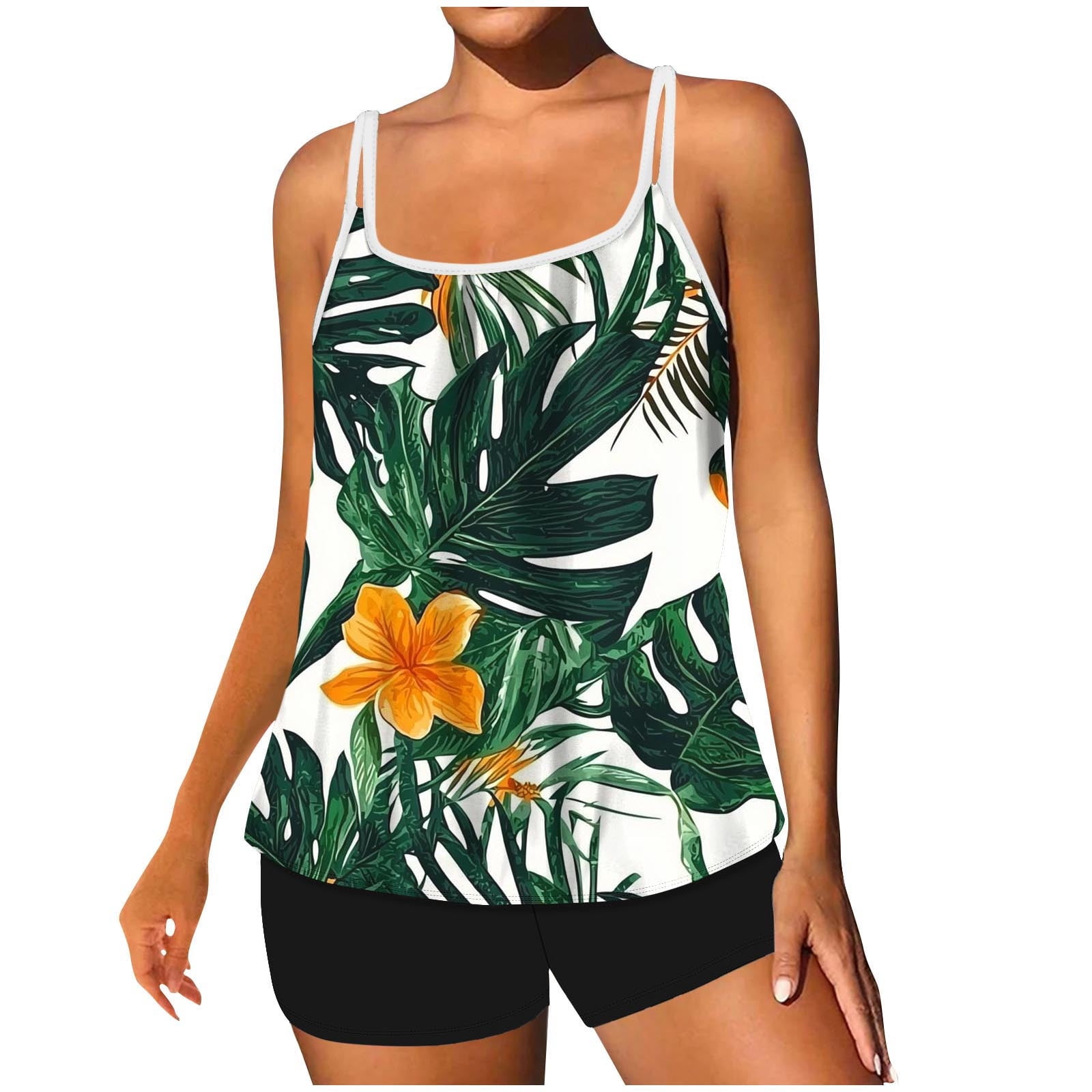cocolona Womens Two Piece Tankini Swimsuits Fashion Casual Loose Floral ...