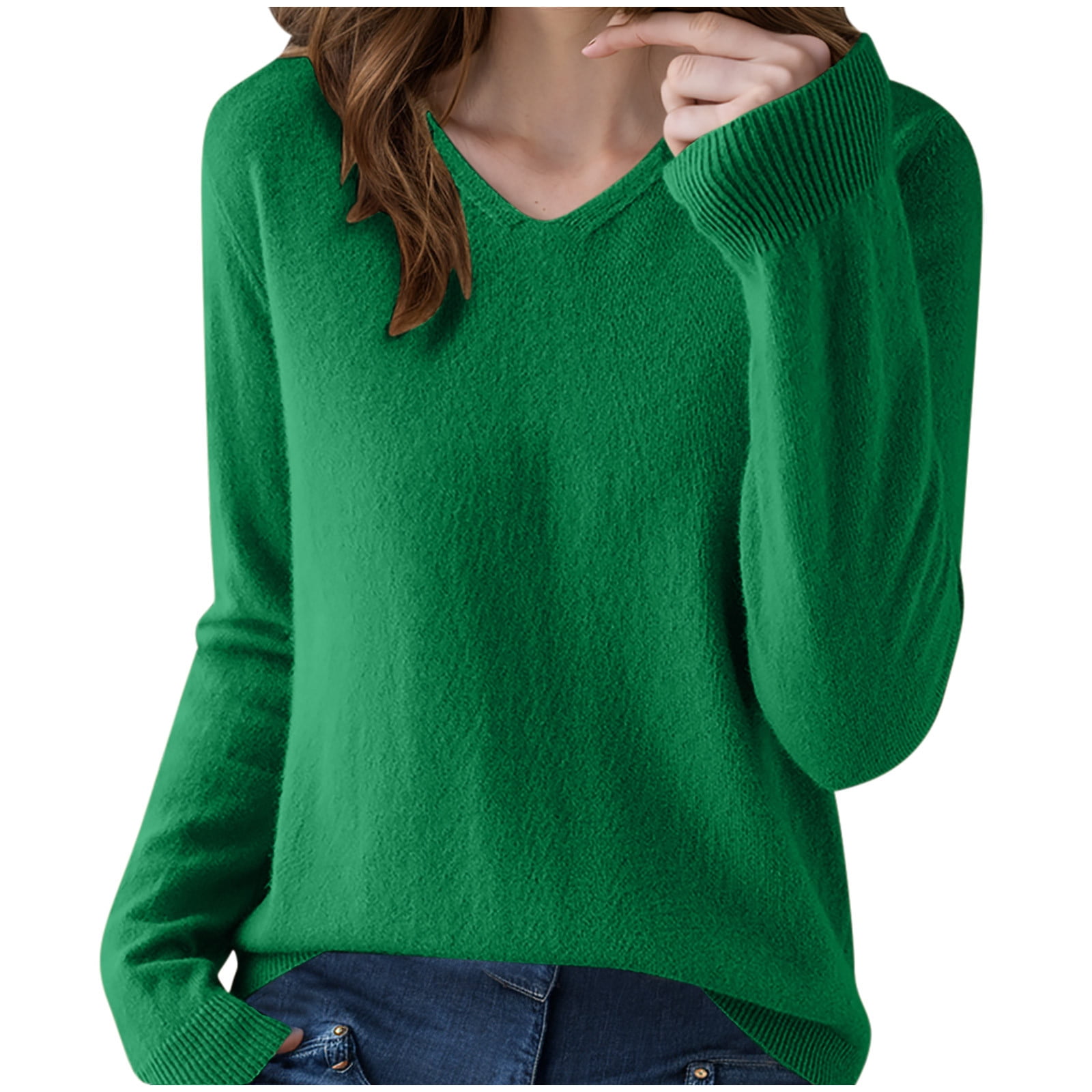 cocolona Womens V Neck Knit Sweaters Soft Comfy Pullover Tops Casual ...