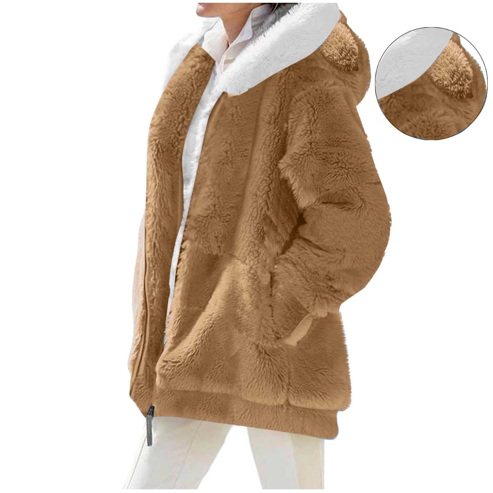 cocolona Womens Winter Fuzzy Coats Fleece Warm Jacket Casual Long ...
