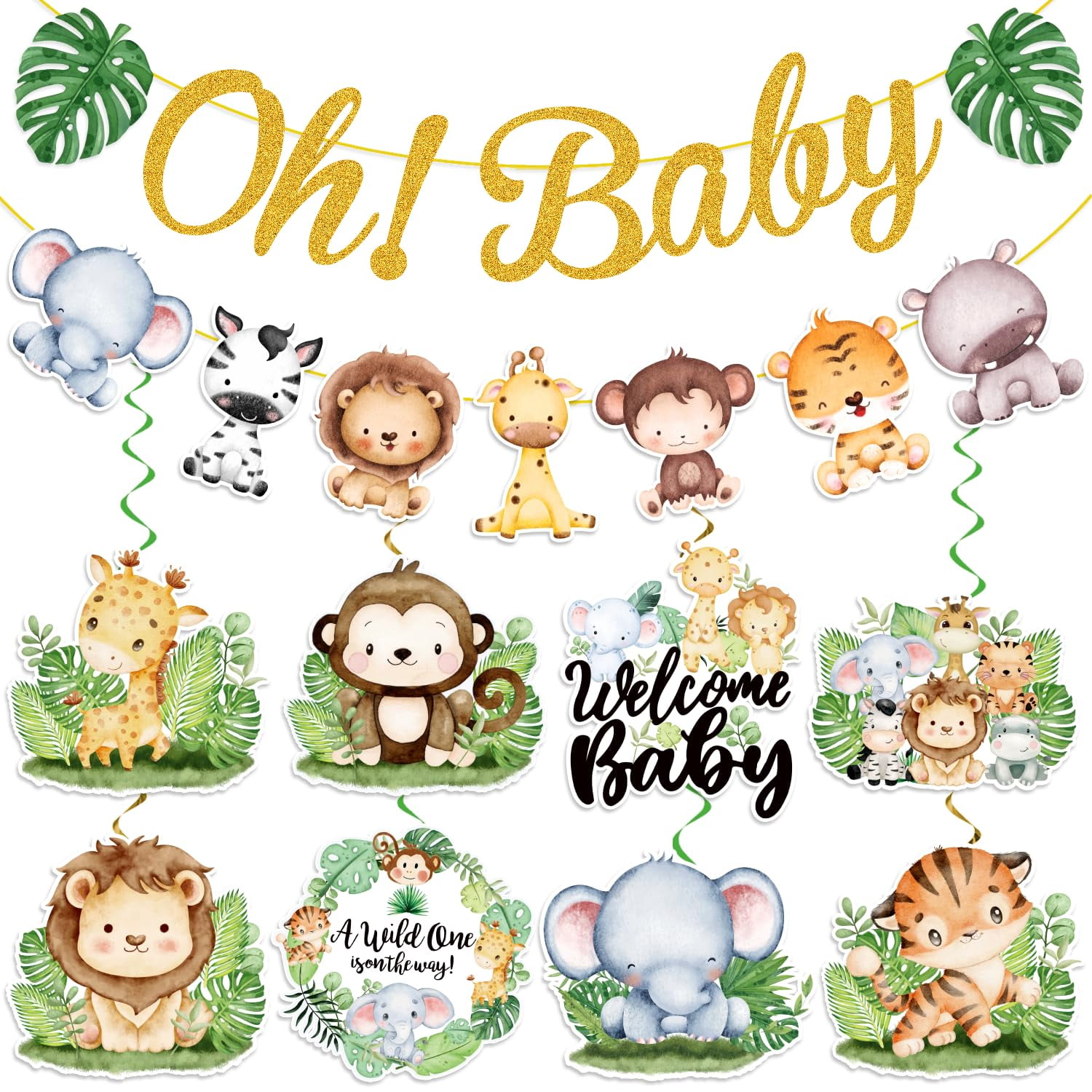 cocomigo Safari Baby Shower IFF17 Decorations for Boy, Baby Shower ...