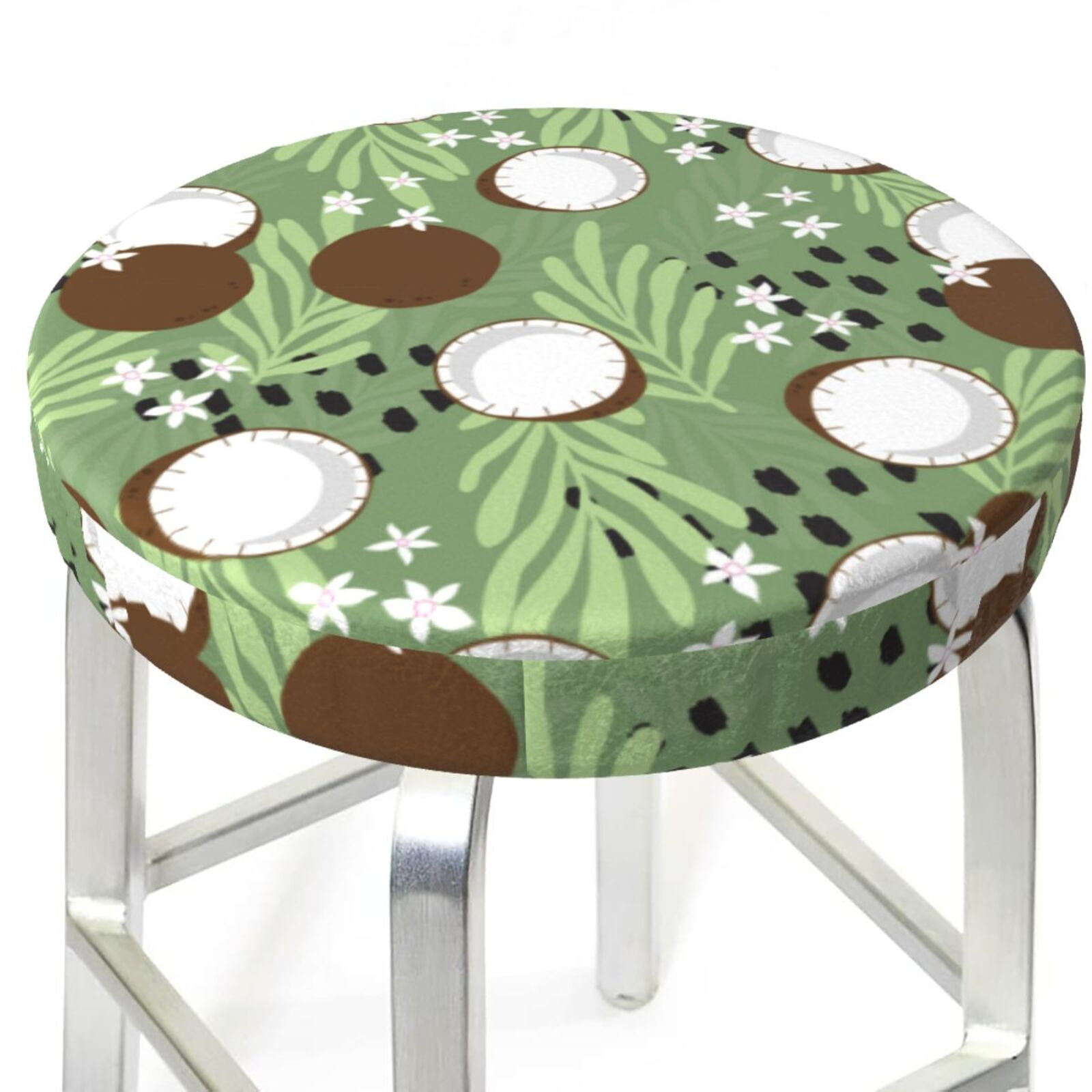 coconut leaves Round Bar Stool Seat Covers, Elastic Round Chair Cover ...