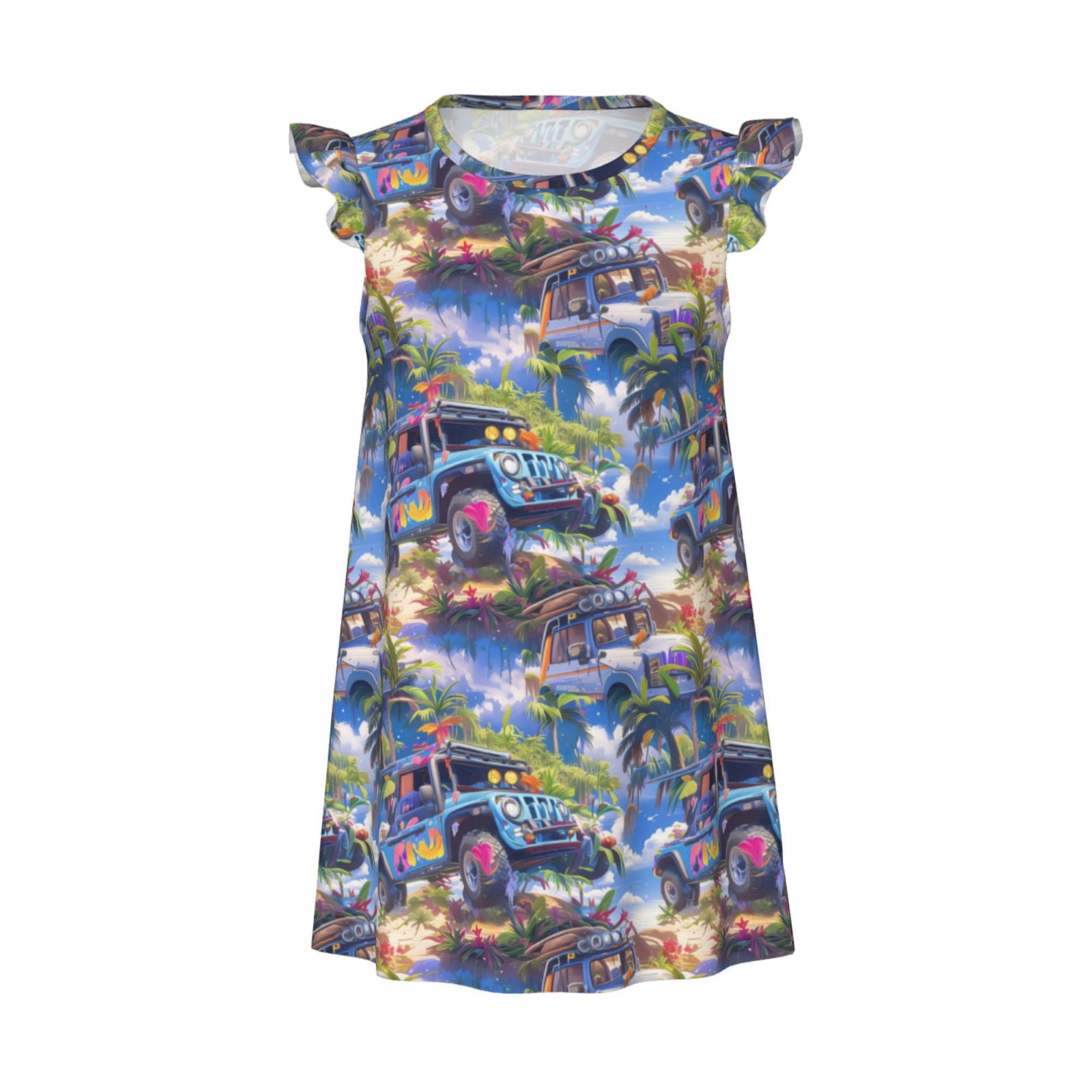 coconut tree SUV Girls Nightgowns, Short Sleeves Dress Girls Sleepwear ...