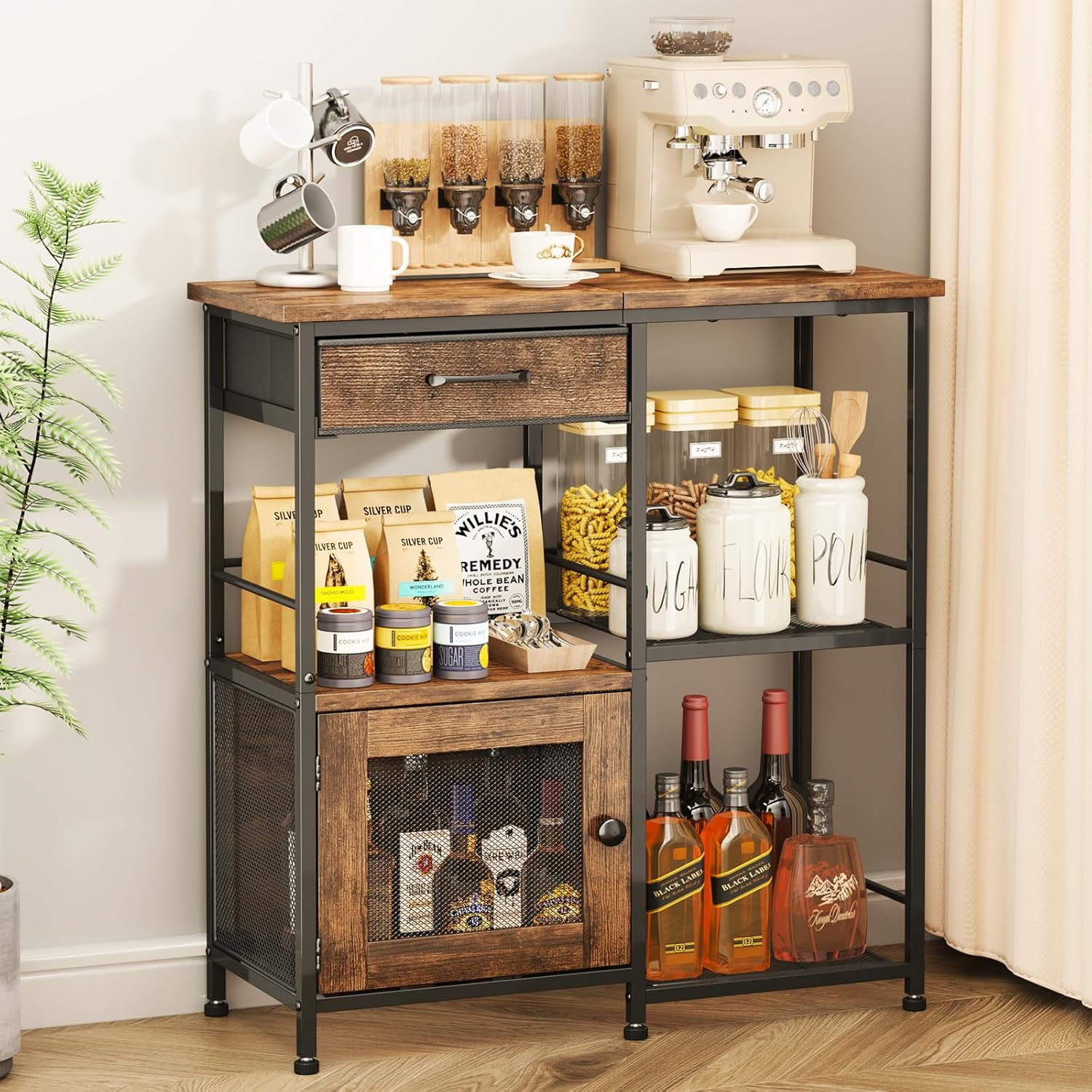 **coffee bar cabinet for home - farmhouse coffee stand station multi ...
