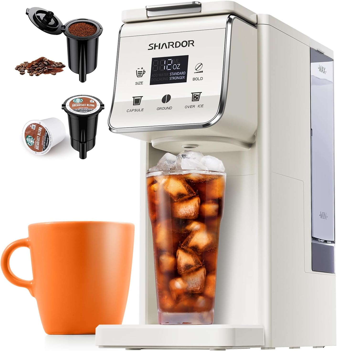 Coffee Maker Hot & Iced With Bold Setting,Single Serve Coffee Maker For K Cup And Grounds，52 Oz ...