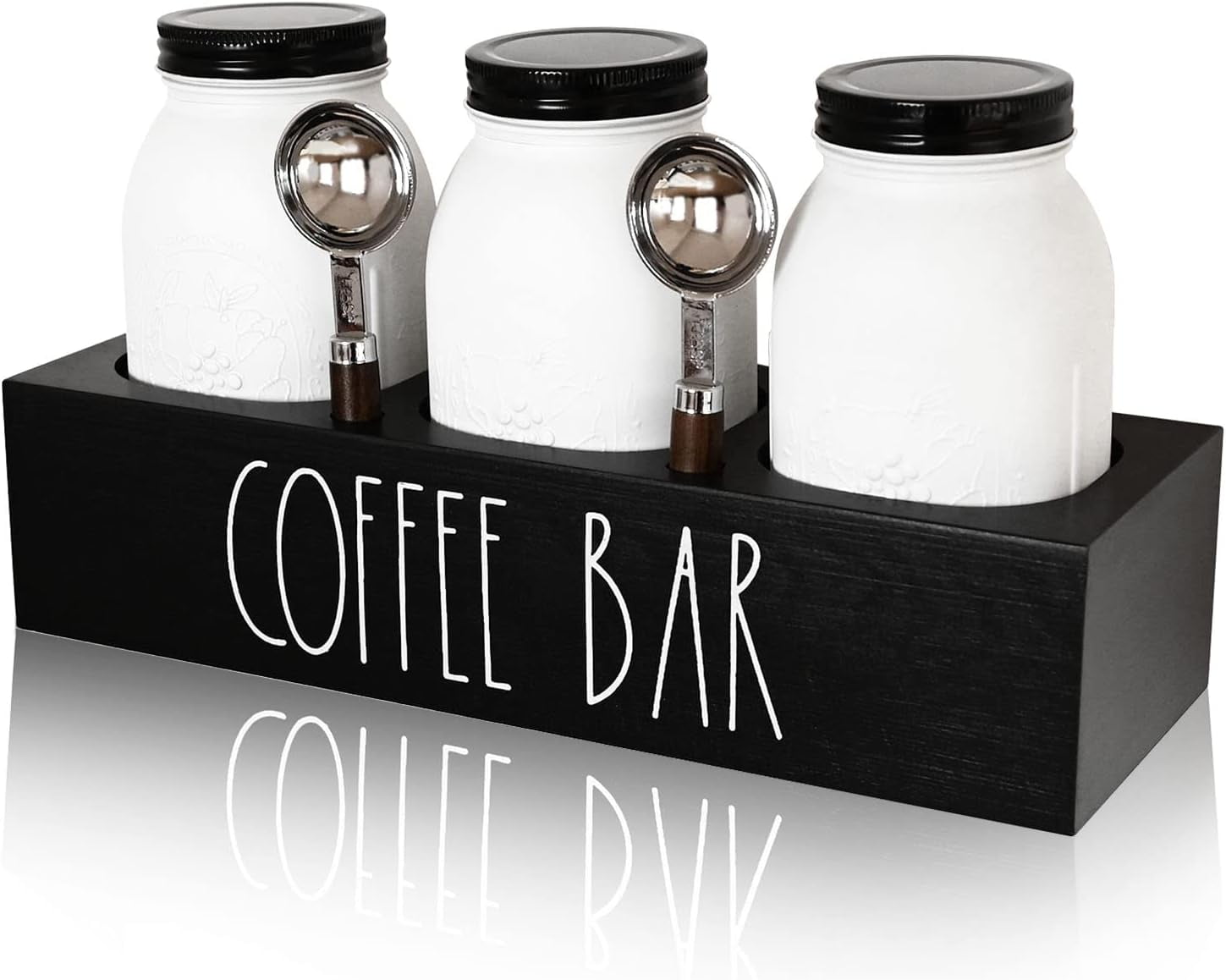 coffee sugar tea canister set, coffee bean storage jar with spoon and ...