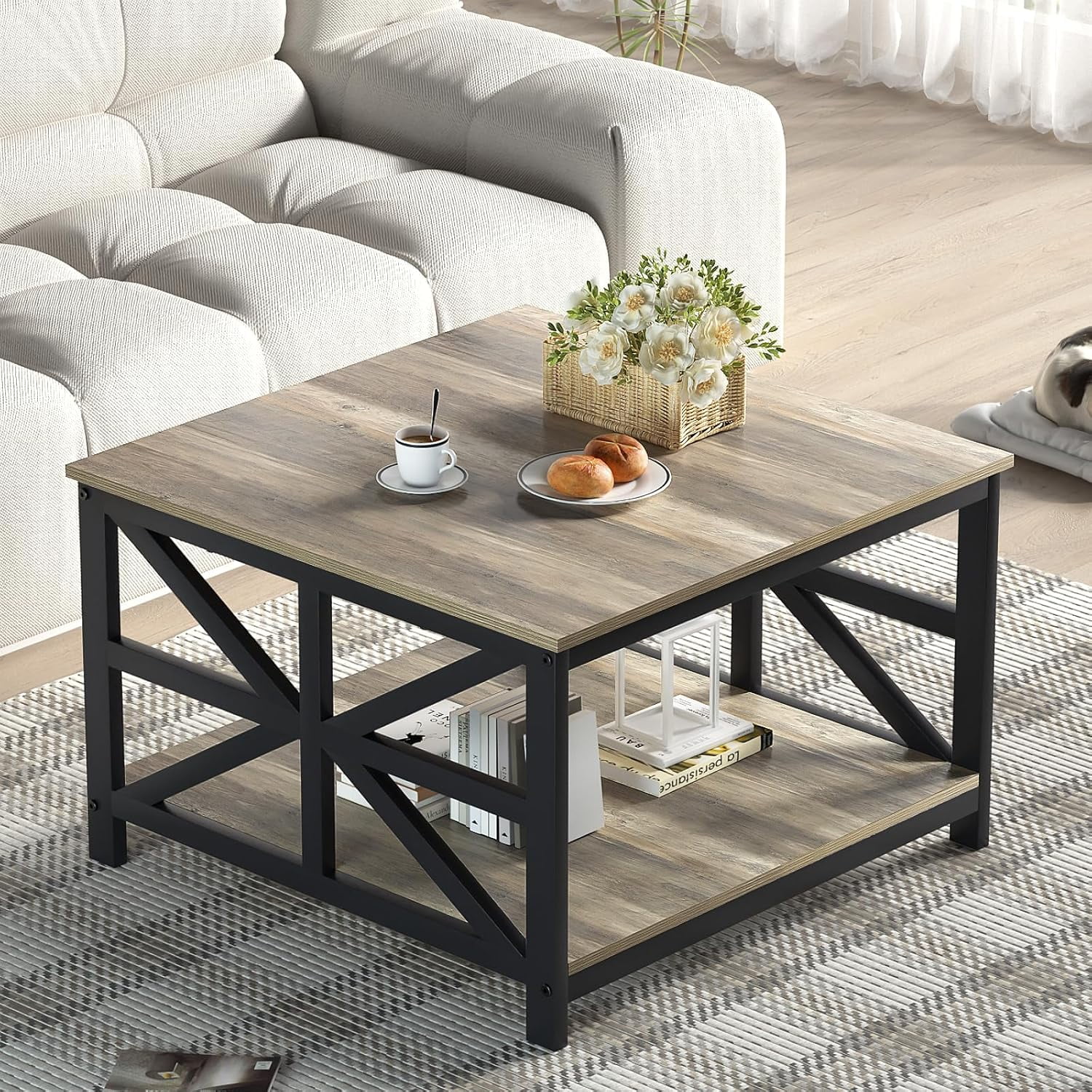Coffee Table with Storage for Living Room, Small Square Center Tables ...