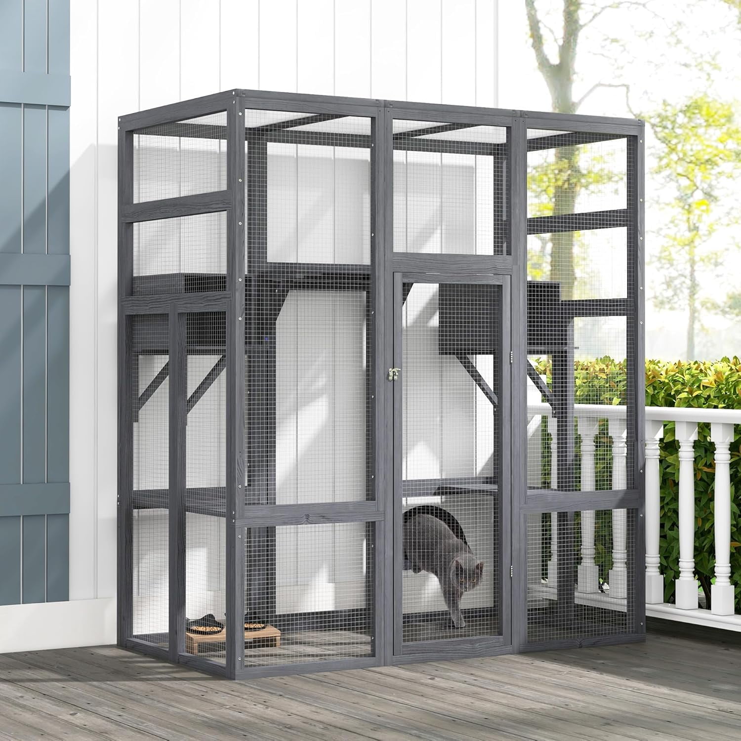 coivvovv Large Cat House Outdoor Catio - Cat Play & Run Enclosures ...