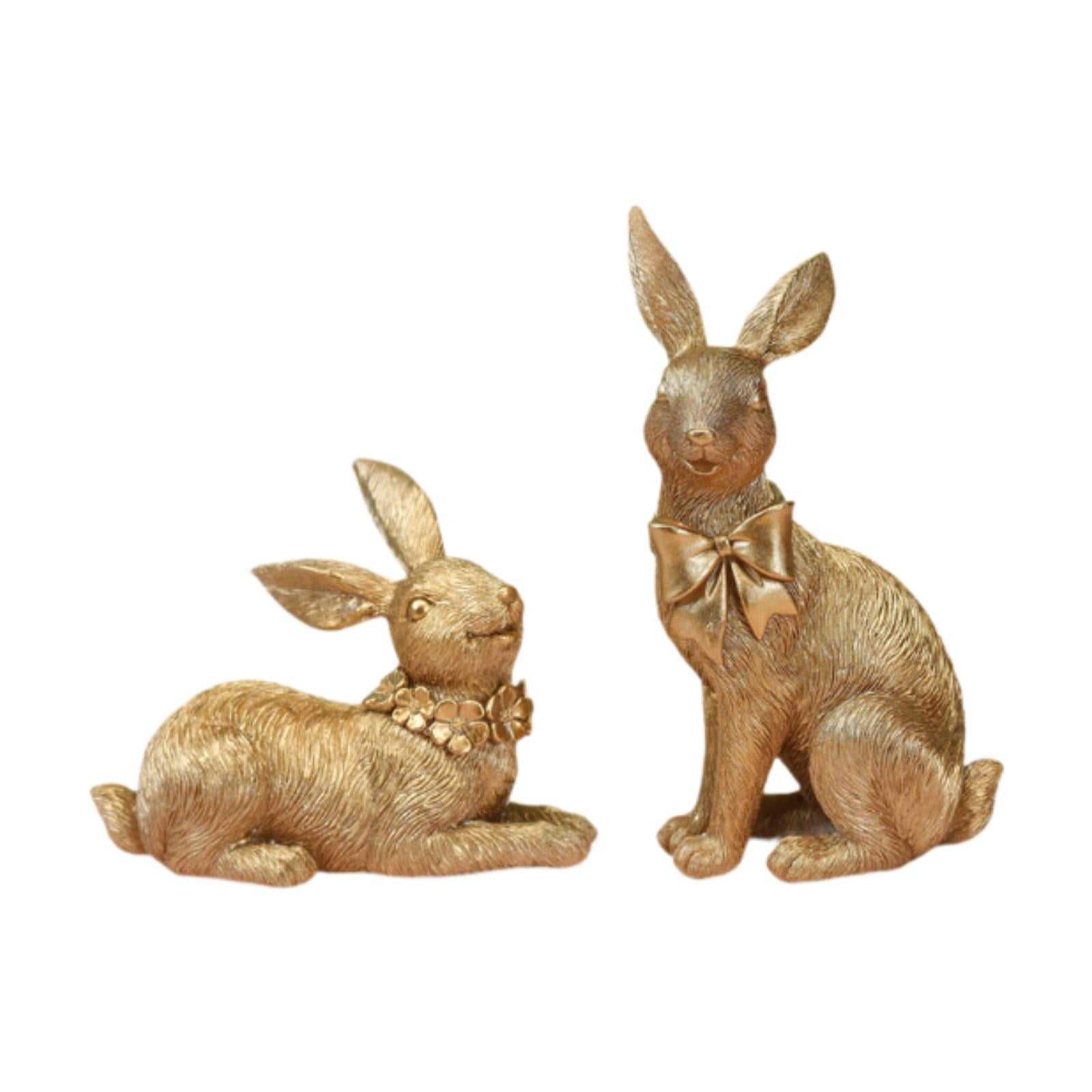 colaxi 2 Pieces Rabbits Statue Bunny Couple Resin Decor Set Fantastic ...