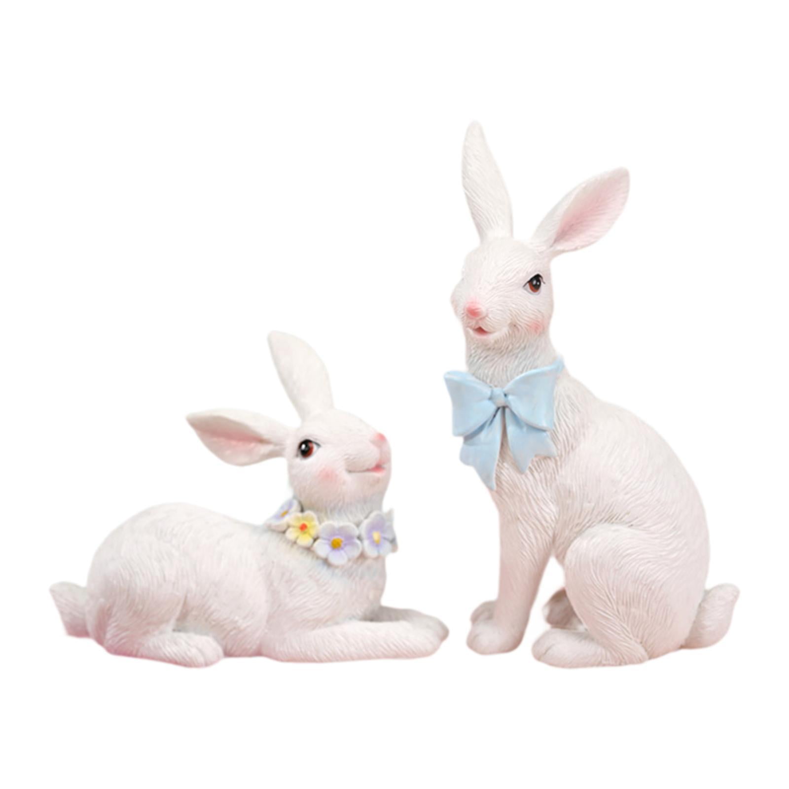 colaxi 2 Pieces Rabbits Statue Bunny Couple Resin Decor Set Fantastic ...