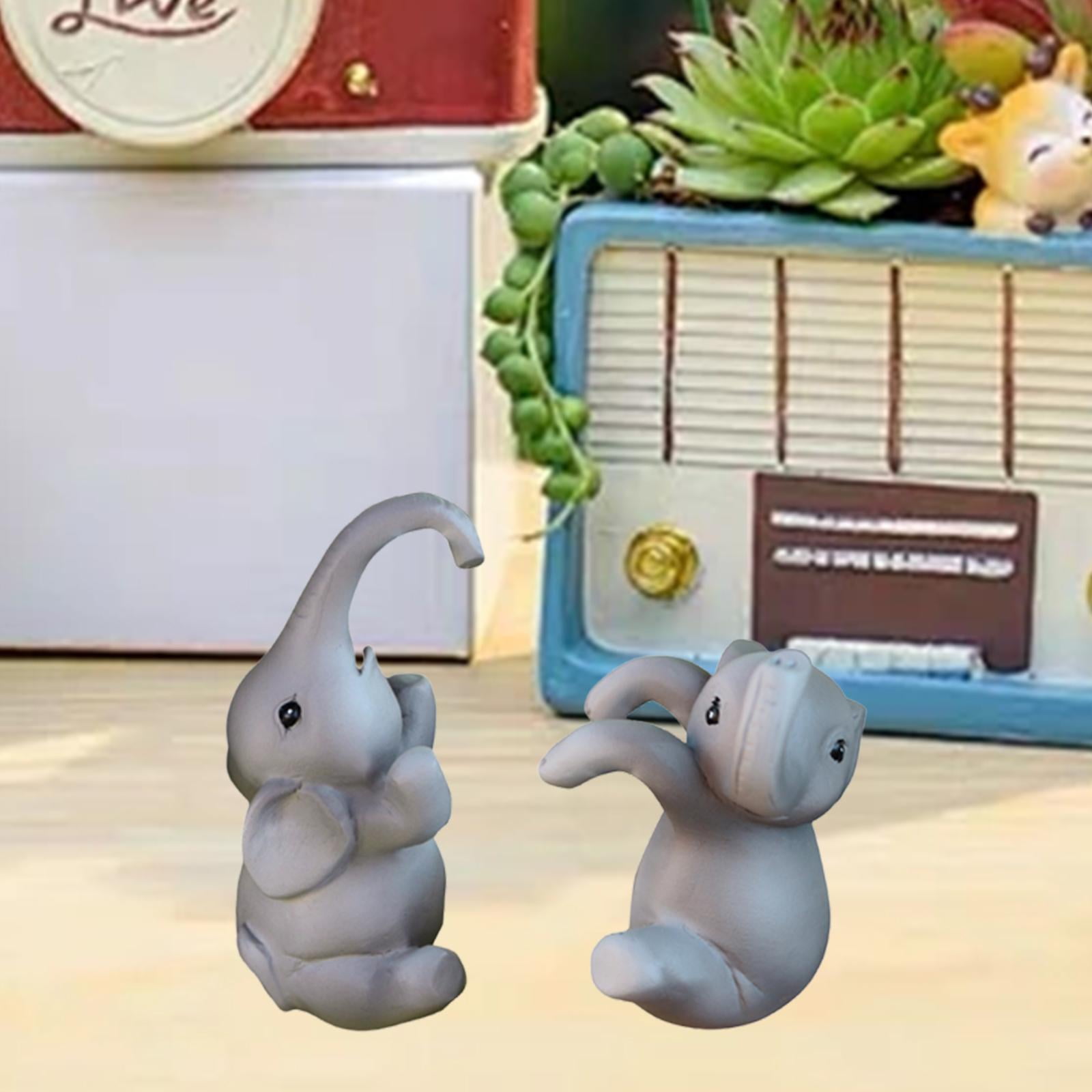 colaxi 2PCs Mini Statues Miniature Figures Elephant Flowerpot Hugger ...
