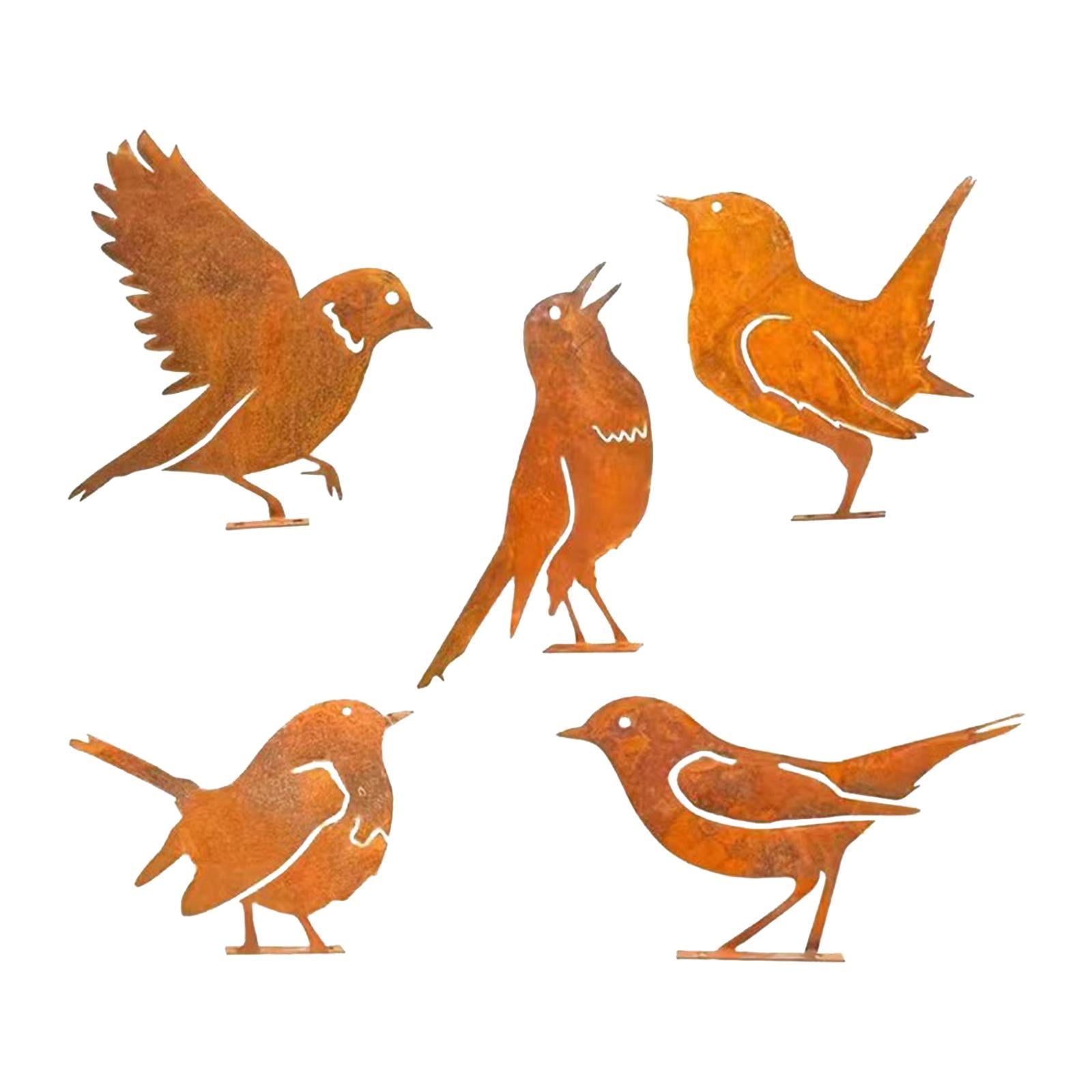 colaxi 5 Pieces Iron Bird Decoration Bird Silhouette Ornaments Lifelike ...