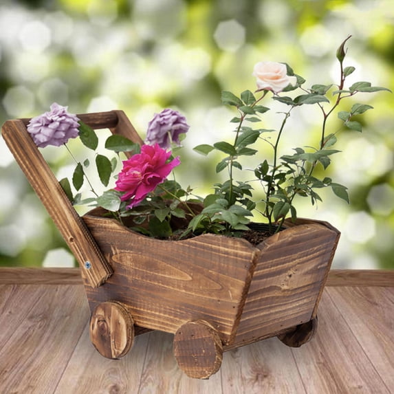 colaxi Cart Shape Flower Pot Organizer Decors for Kitchen Desktop Table ...