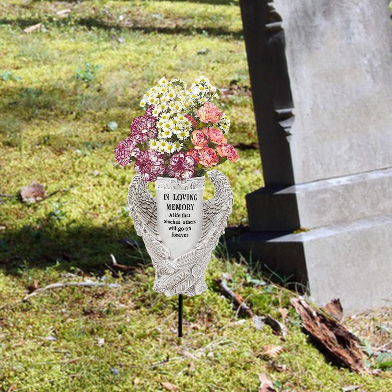 colaxi Cemetery Grave Flower Vase Easy Installation Lawn Memorial Gift ...