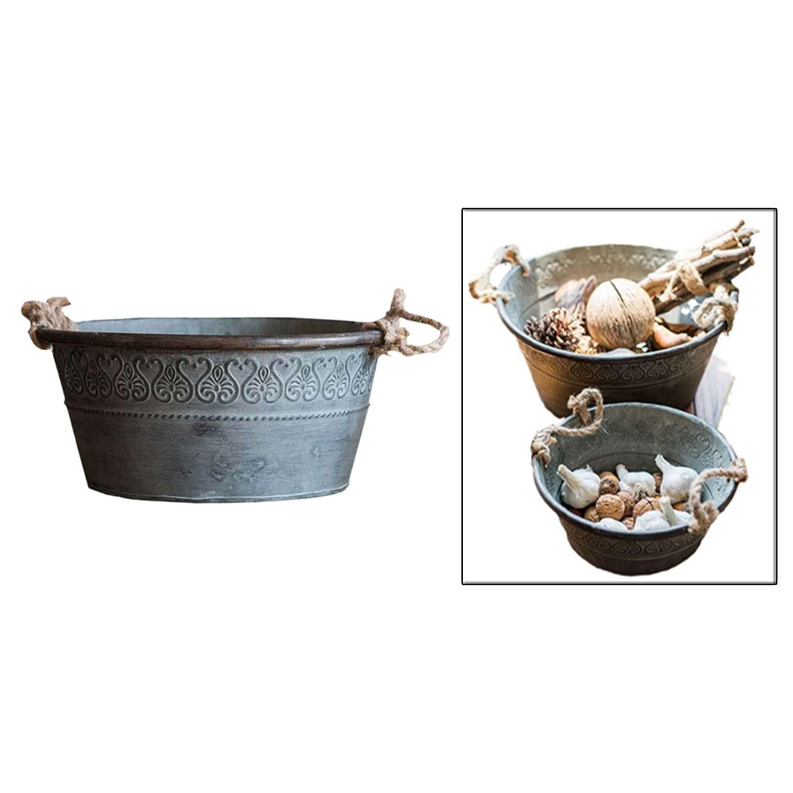 colaxi Flower Bucket Gift Tin Bucket Cover Bucket for Living Room ...