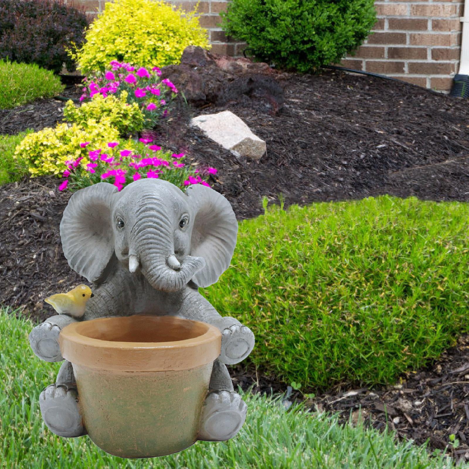 colaxi Garden Elephant Statue Planter Resin Figurine Flower Pot Home ...
