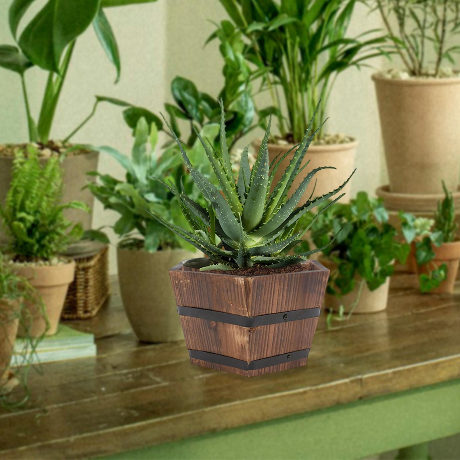 colaxi Wood Barrel Planter Multipurpose Unique Flowerpot for Garden ...