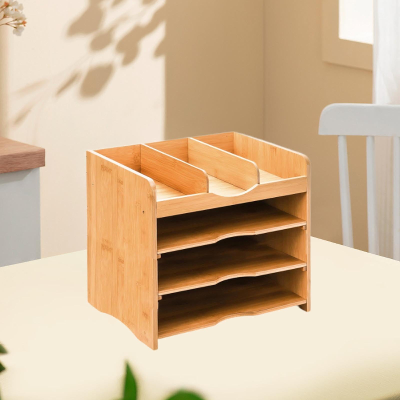 colaxi Wood Desktop Storage Rack Mail Organiser Removable Divider ...