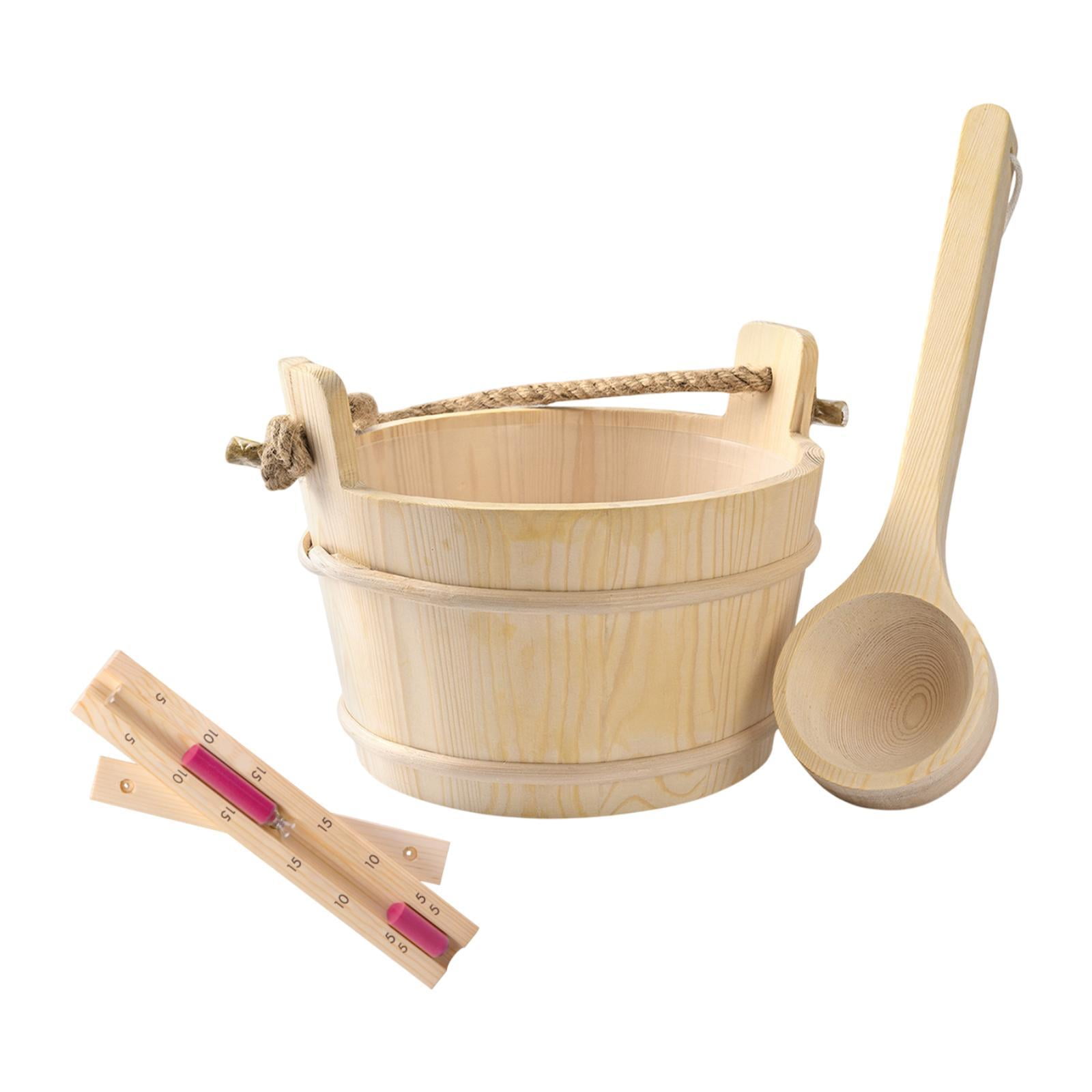 colaxi Wooden Sauna Barrel and Ladle SPA Steaming Bathroom Tool for ...