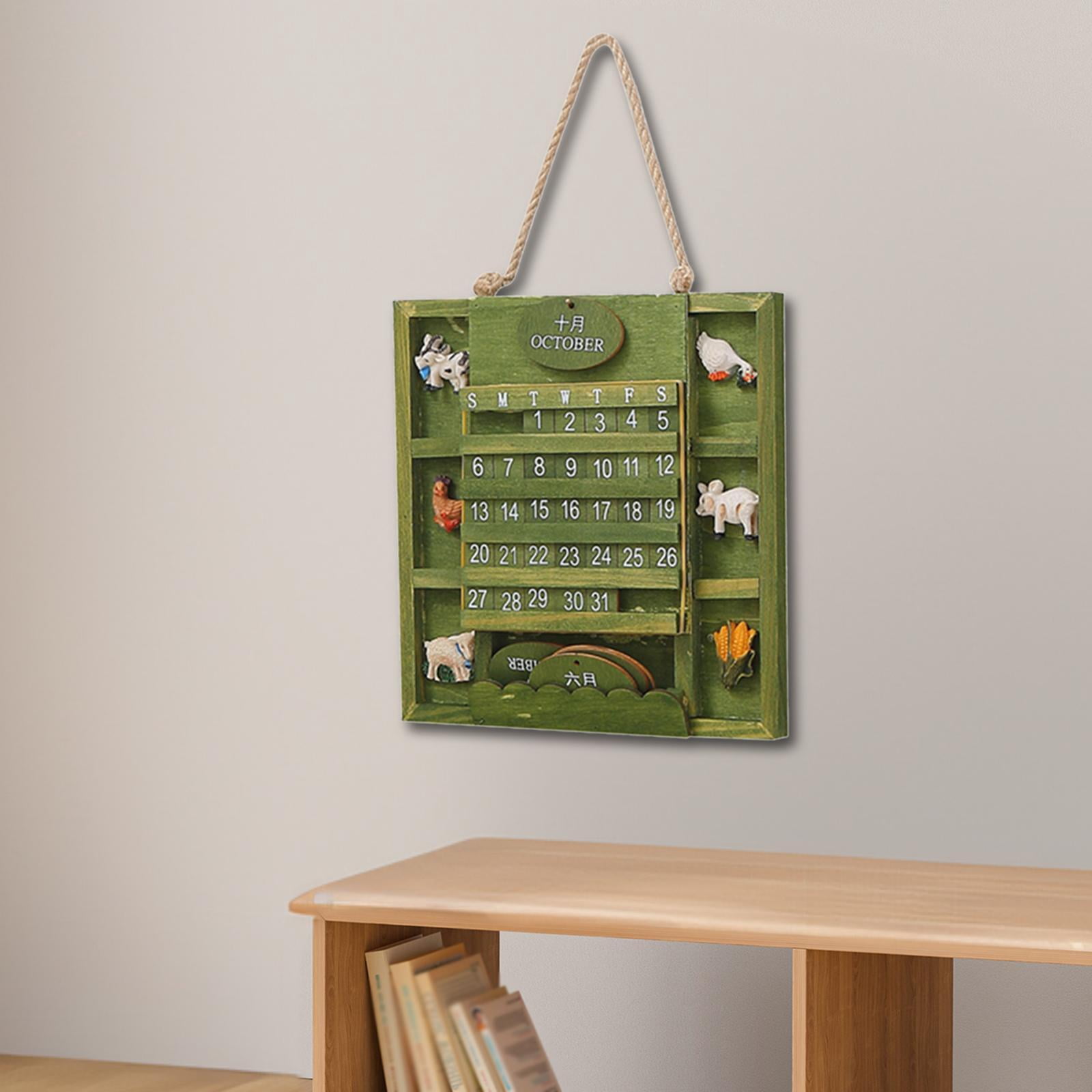 colaxi Wooden Wall Calendar Adjustable Chic Wall Decoration for Bedroom ...